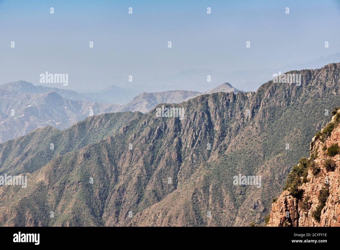 The canyon of Asir region, the view from the viewpoint, Saudi Arabia ...