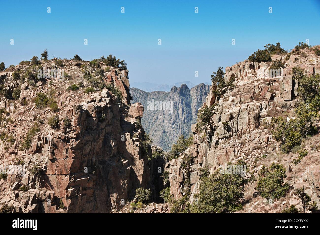The canyon of Asir region, the view from the viewpoint, Saudi Arabia ...