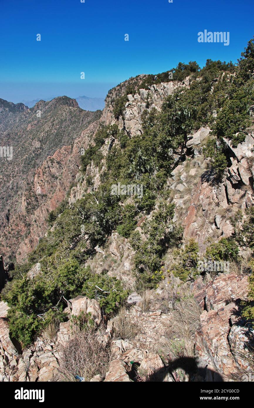 The canyon of Asir region, the view from the viewpoint, Saudi Arabia ...