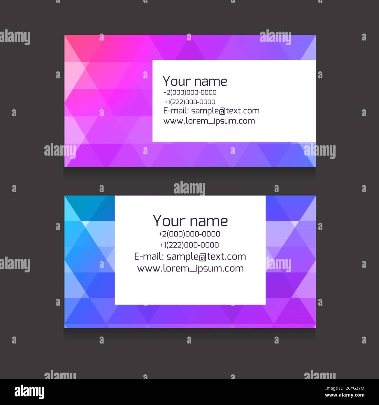 Multicolour business card template from polygonal elements. Vector ...