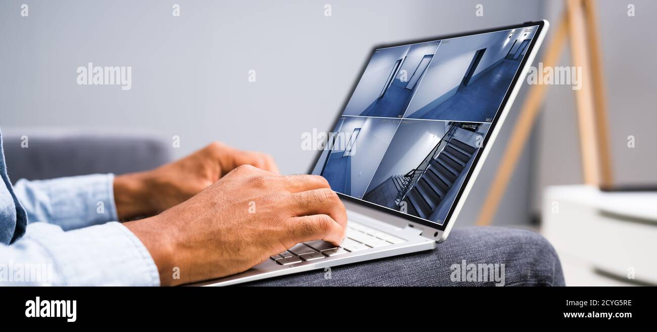 CCTV Security Camera Surveillance Footage On Laptop Stock Photo - Alamy