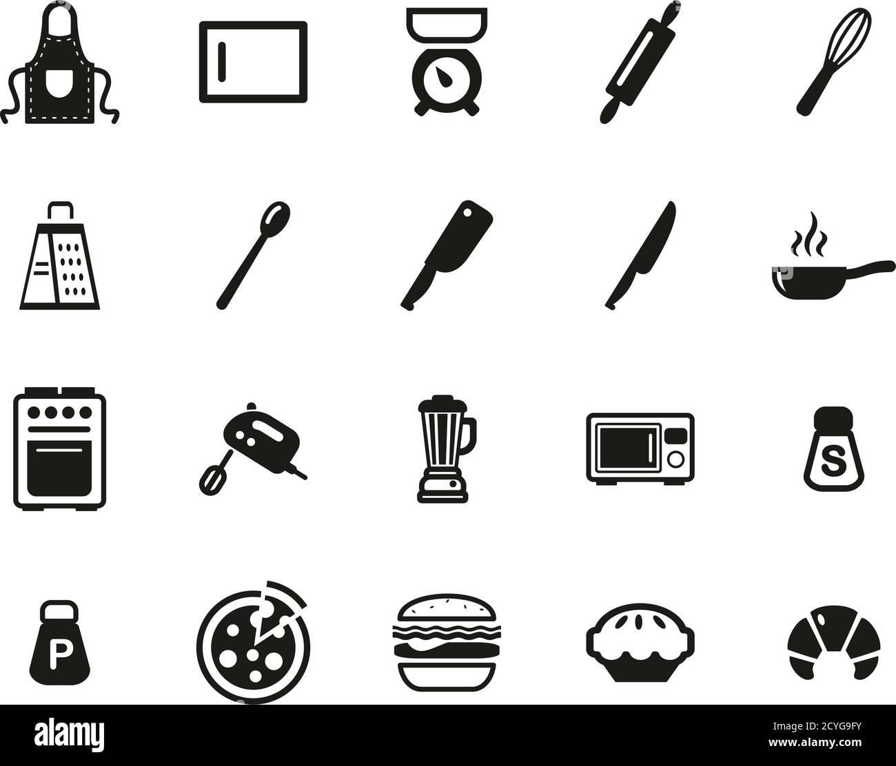 Baking Or Cooking Icons Black & White Set Big Stock Vector Image & Art ...
