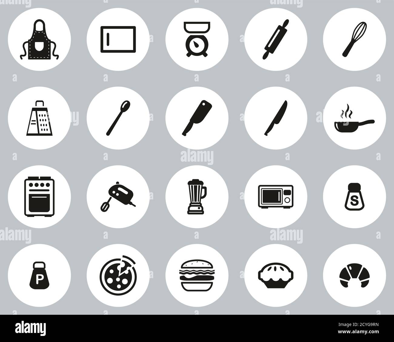 Big set of circle flat design icons with restaurant hi-res stock ...