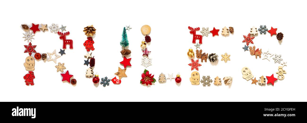 Colorful Christmas Decoration Letter Building Word Rules Stock Photo ...