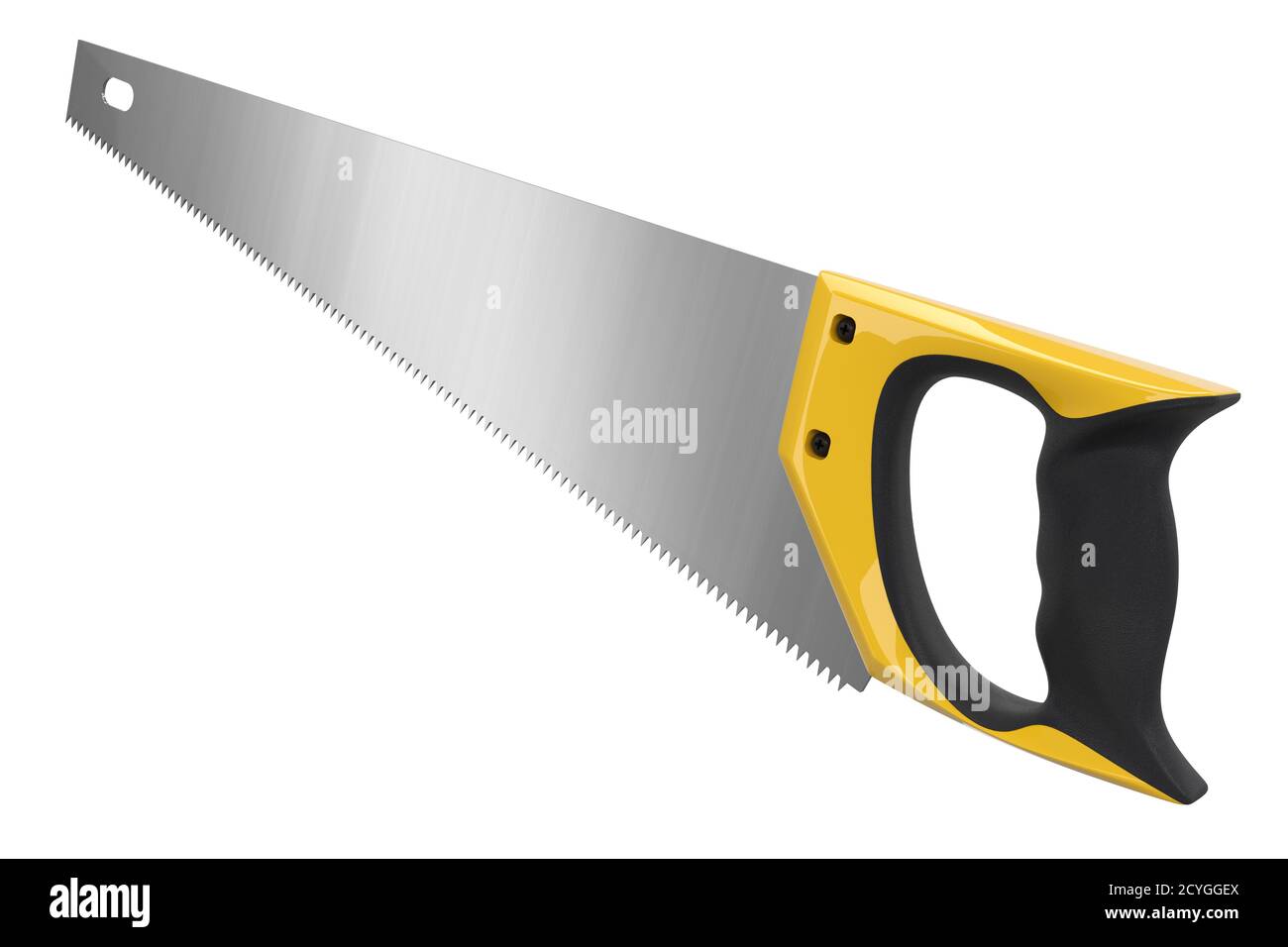 Hand saw with hardened teeth isolated on white. Tool for carpentry work ...