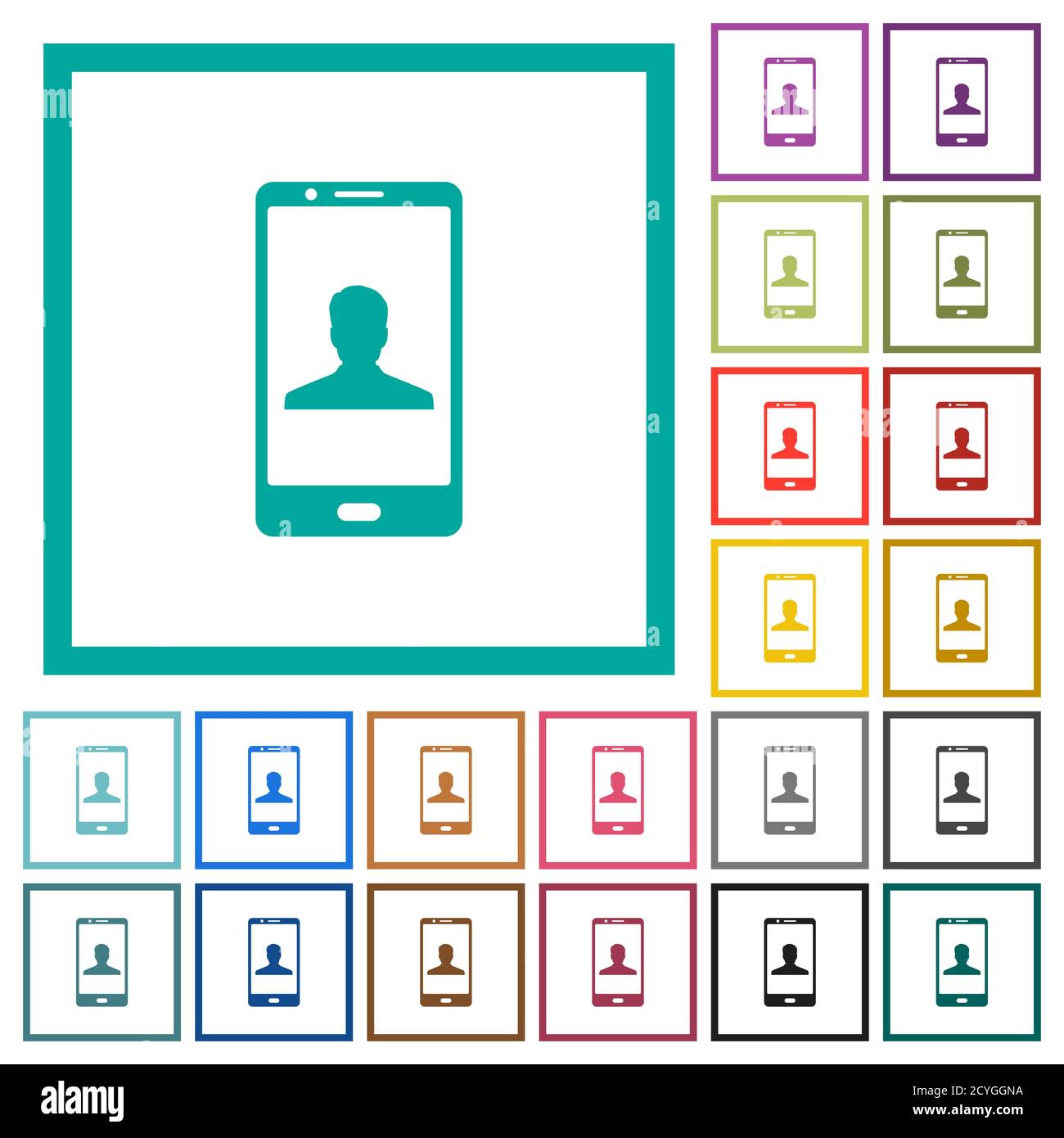 Video call flat color icons with quadrant frames on white background ...