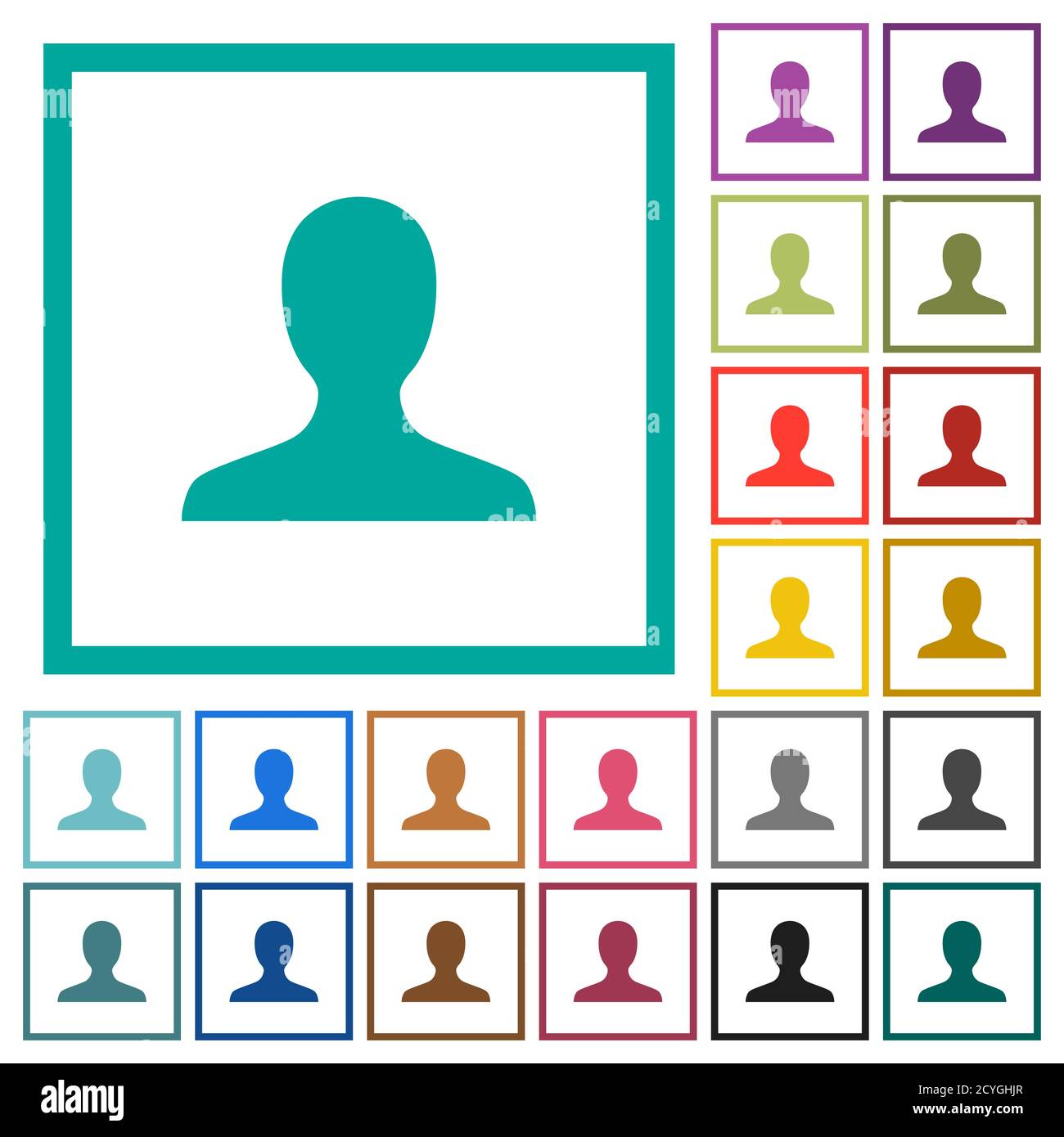 Blank user avatar flat color icons with quadrant frames on white background Stock Vector Image ...