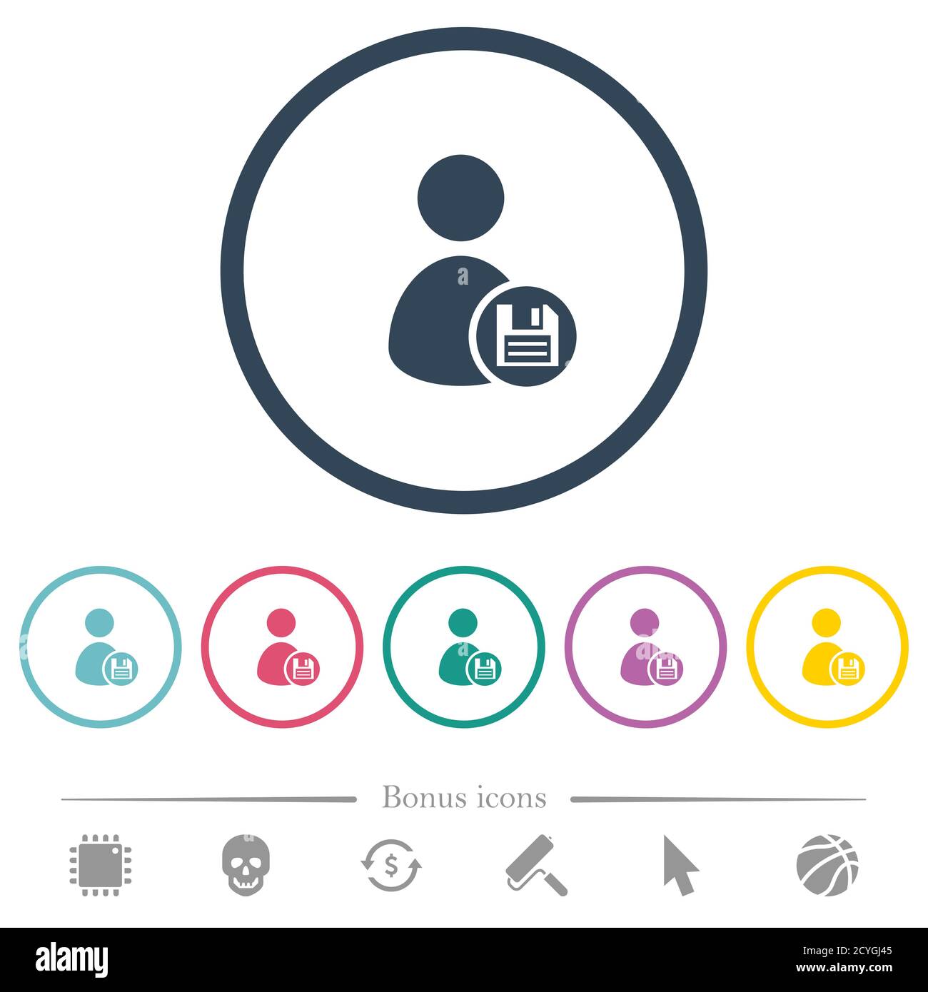 Save User Account Flat Color Icons In Round Outlines 6 Bonus Icons Included Stock Vector Image