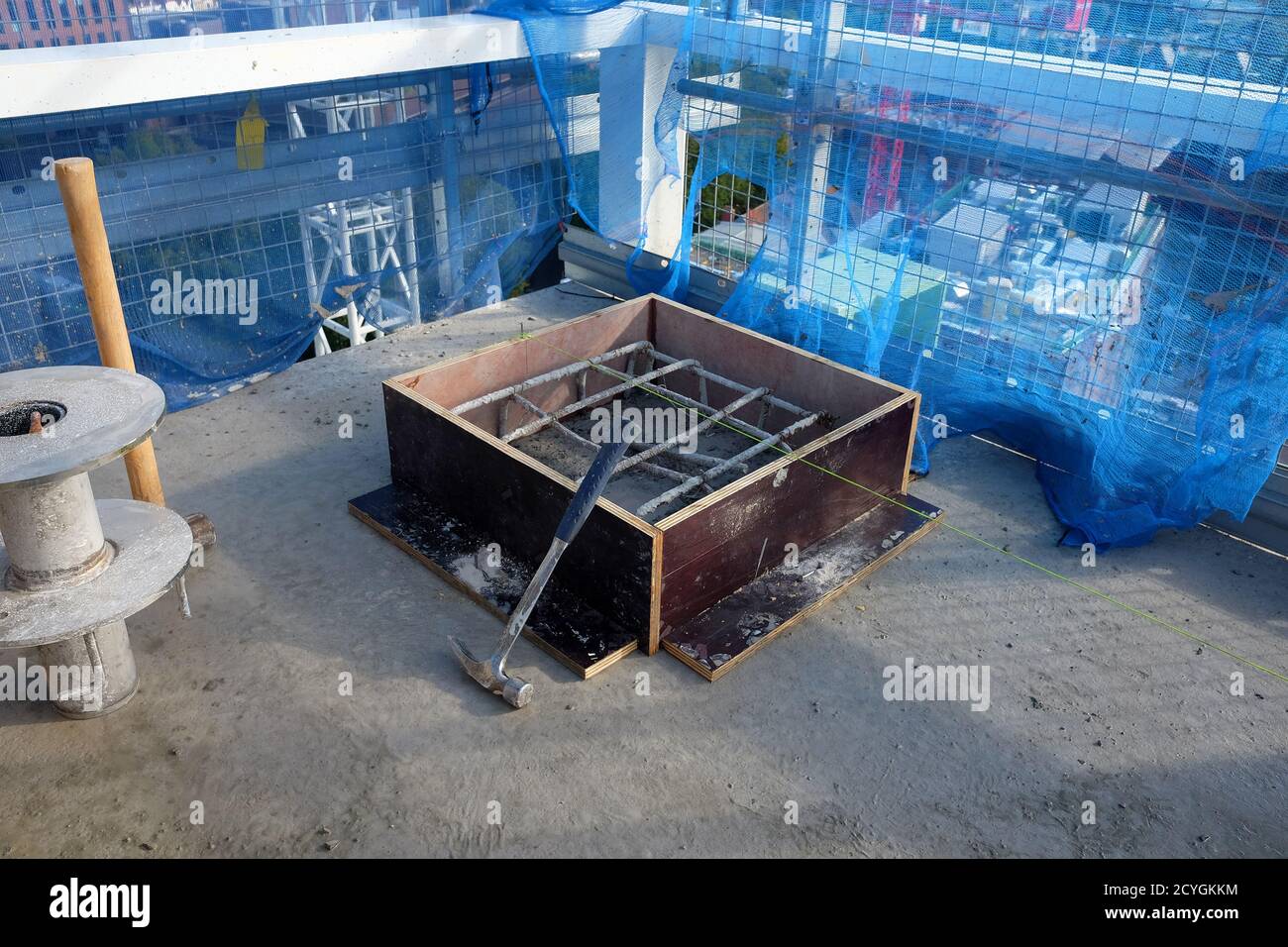 October 2020 - Construction wooden formwork, making a box ready to ...