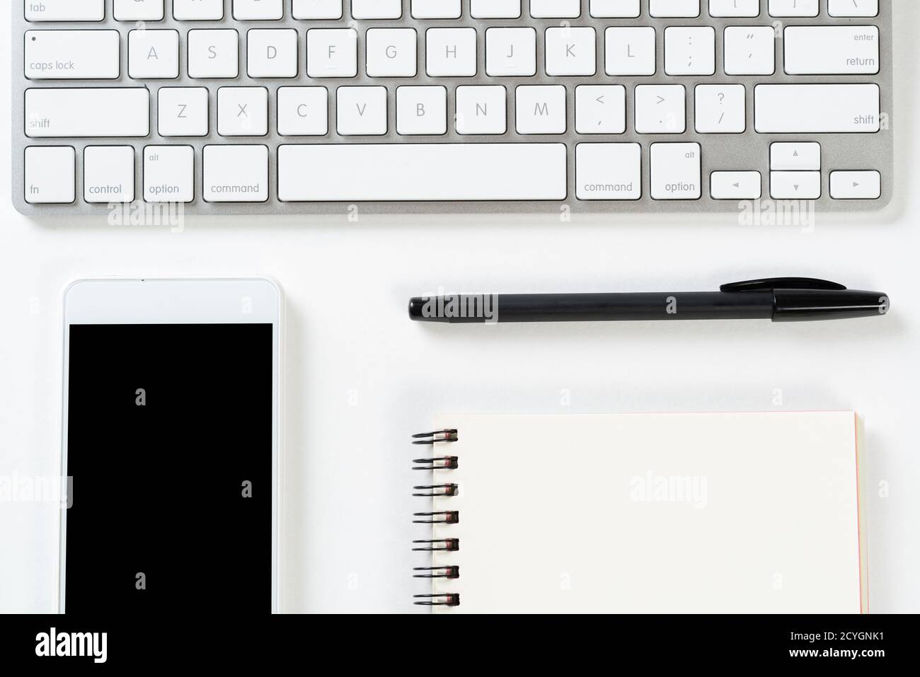 Top view of modern office workspace with gadgets Stock Photo - Alamy