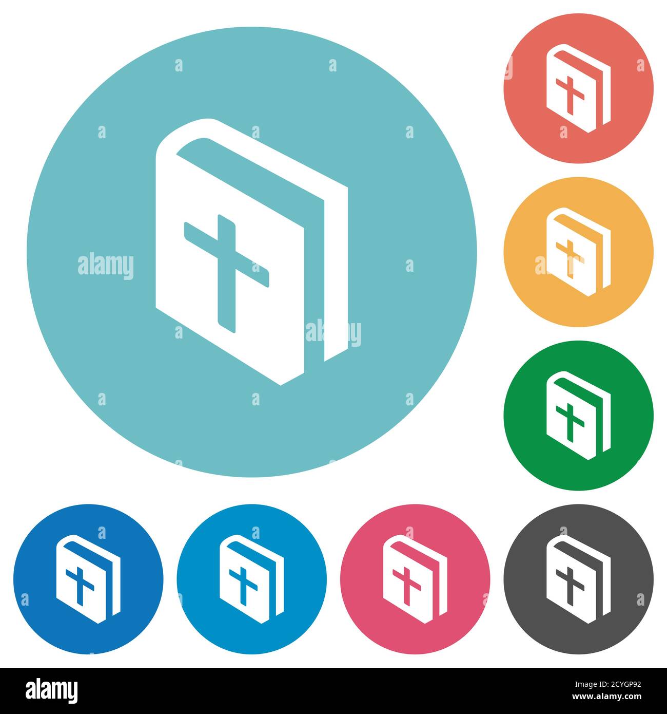 Holy bible flat white icons on round color backgrounds Stock Vector ...