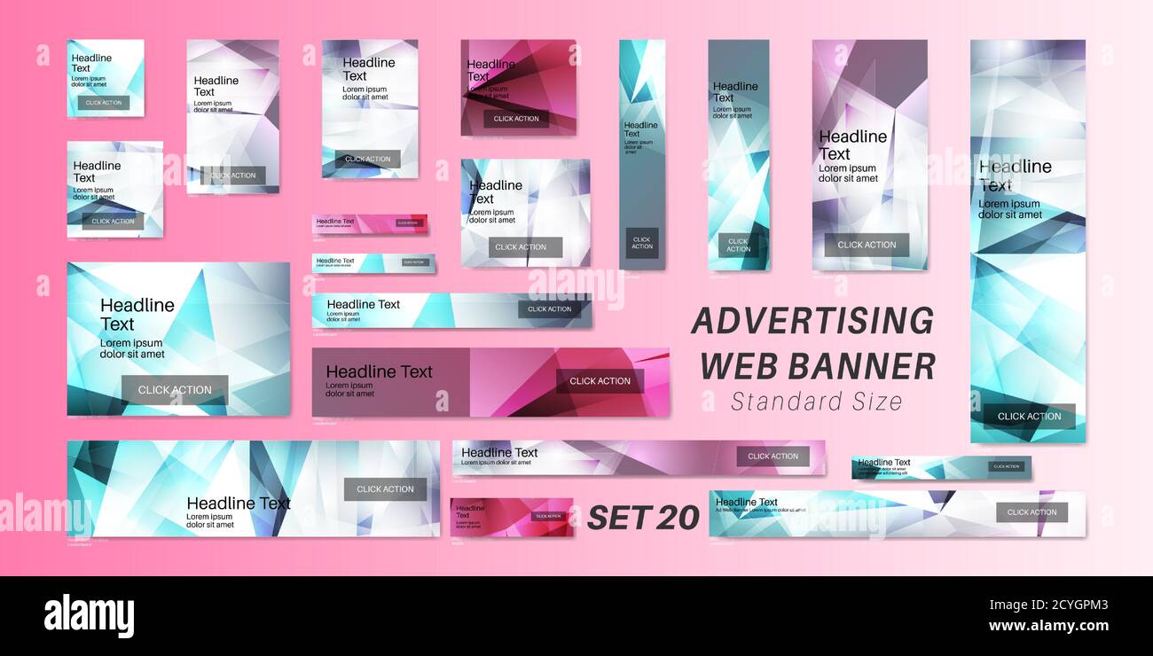 Vector set ad web banner with standard size. Geometric shape template design Stock Vector Image ...
