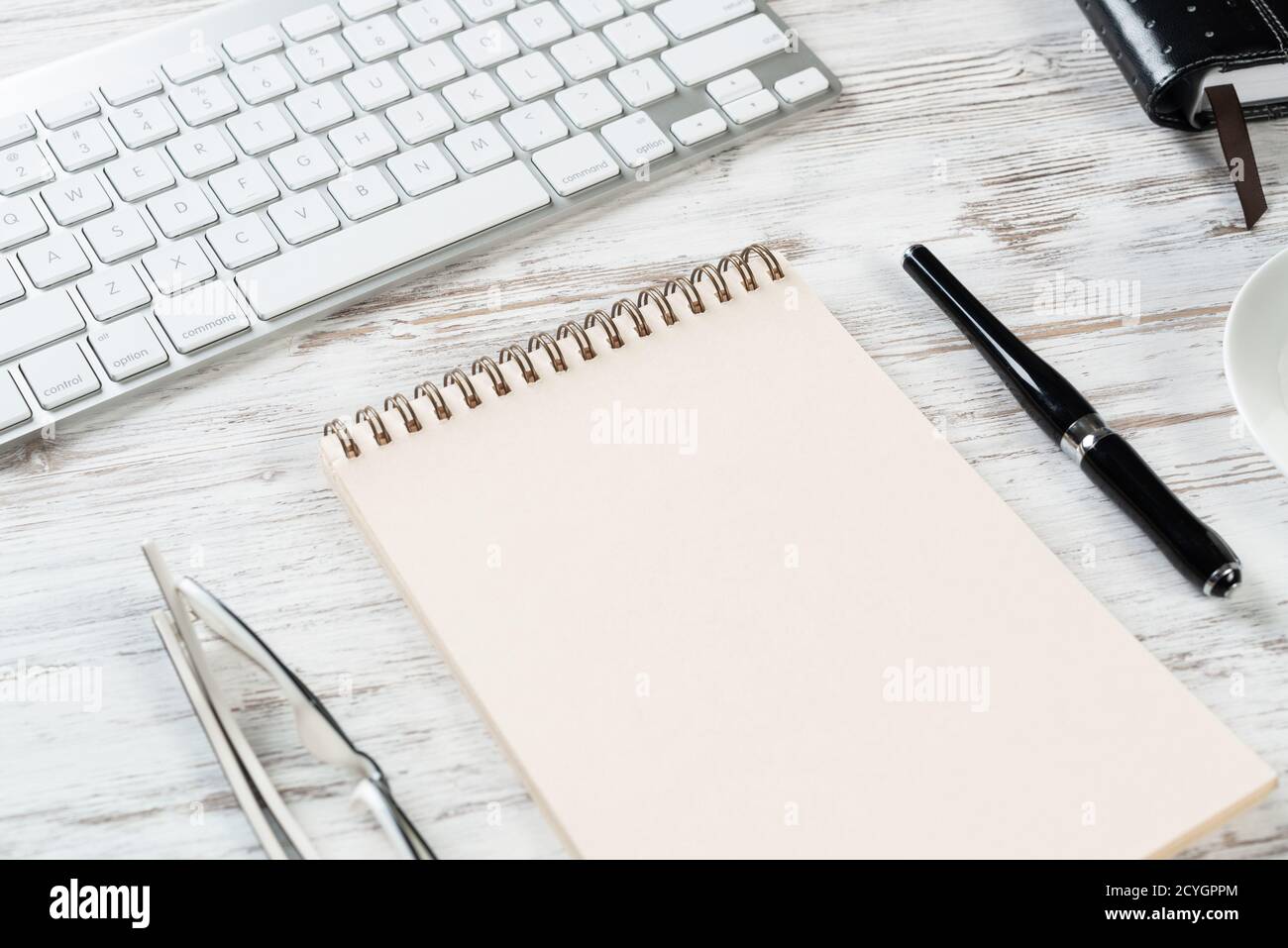Still life of office workspace with supplies Stock Photo - Alamy