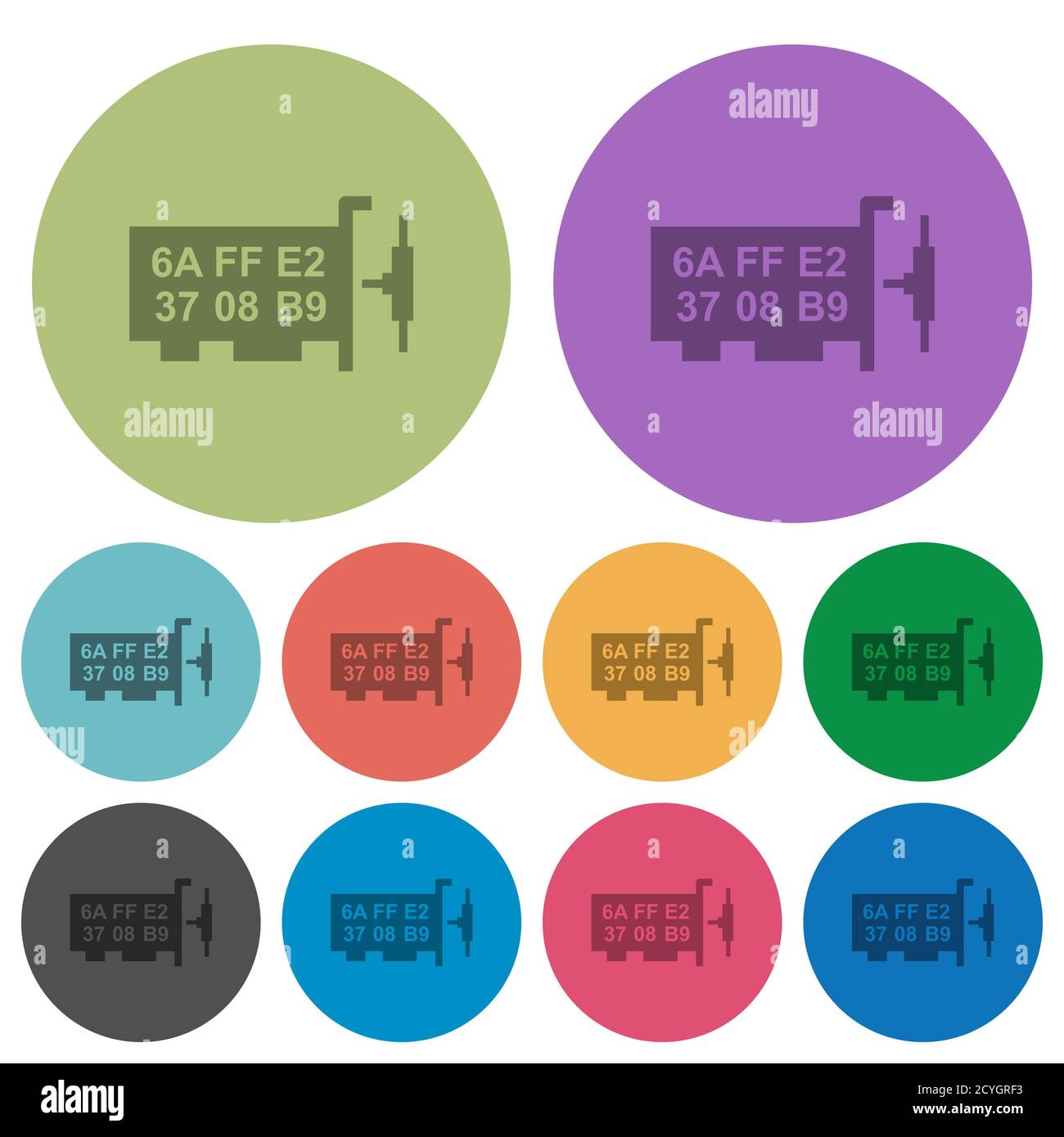 Network mac address darker flat icons on color round background Stock ...