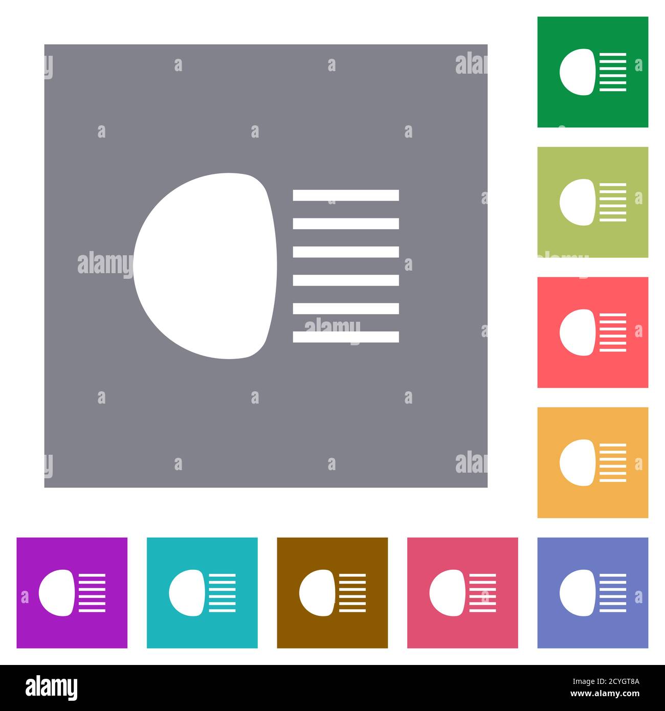 Main beam headlights indicator flat icons on simple color square ...