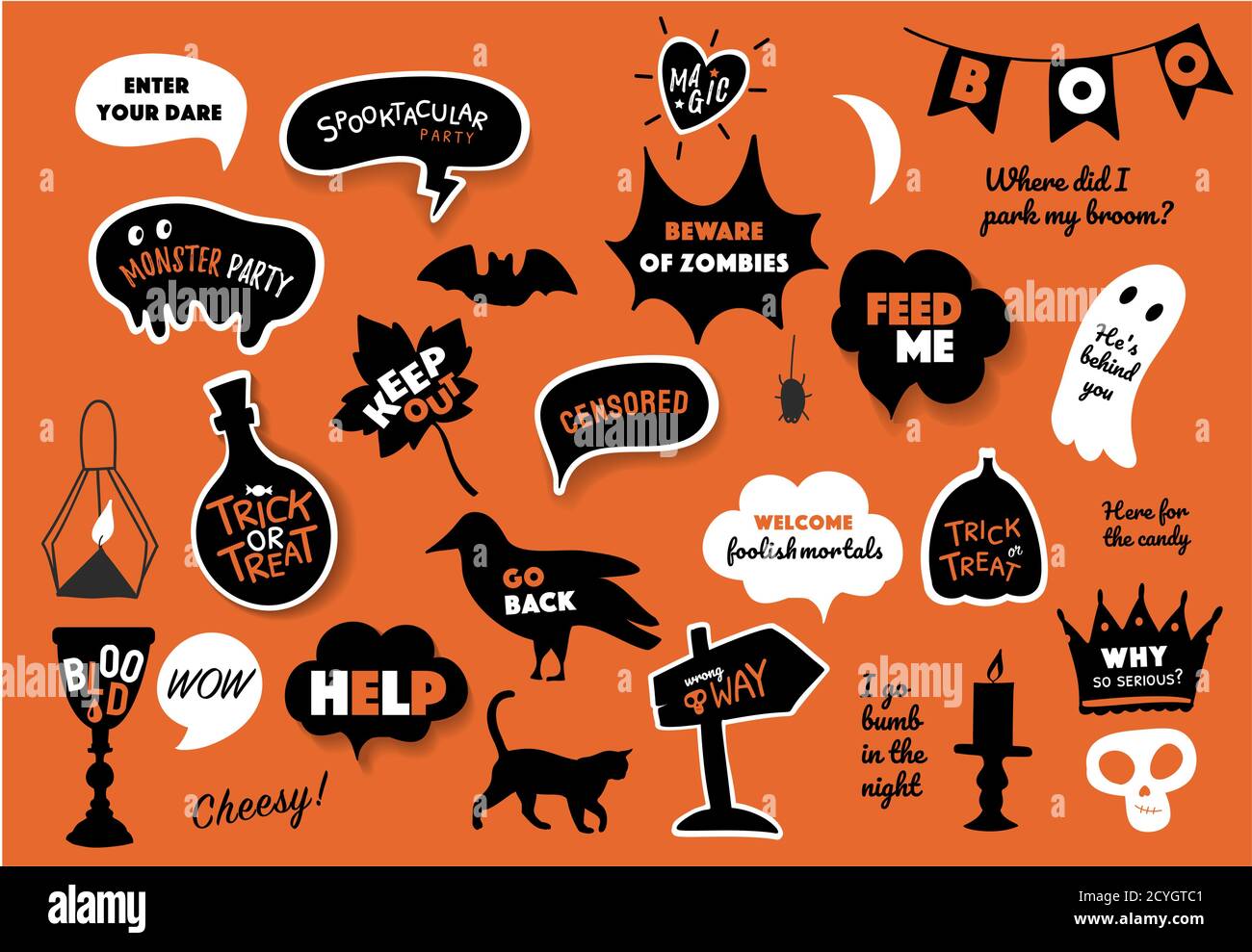 Vector speech bubbles set with halloween text Stock Vector Image & Art ...