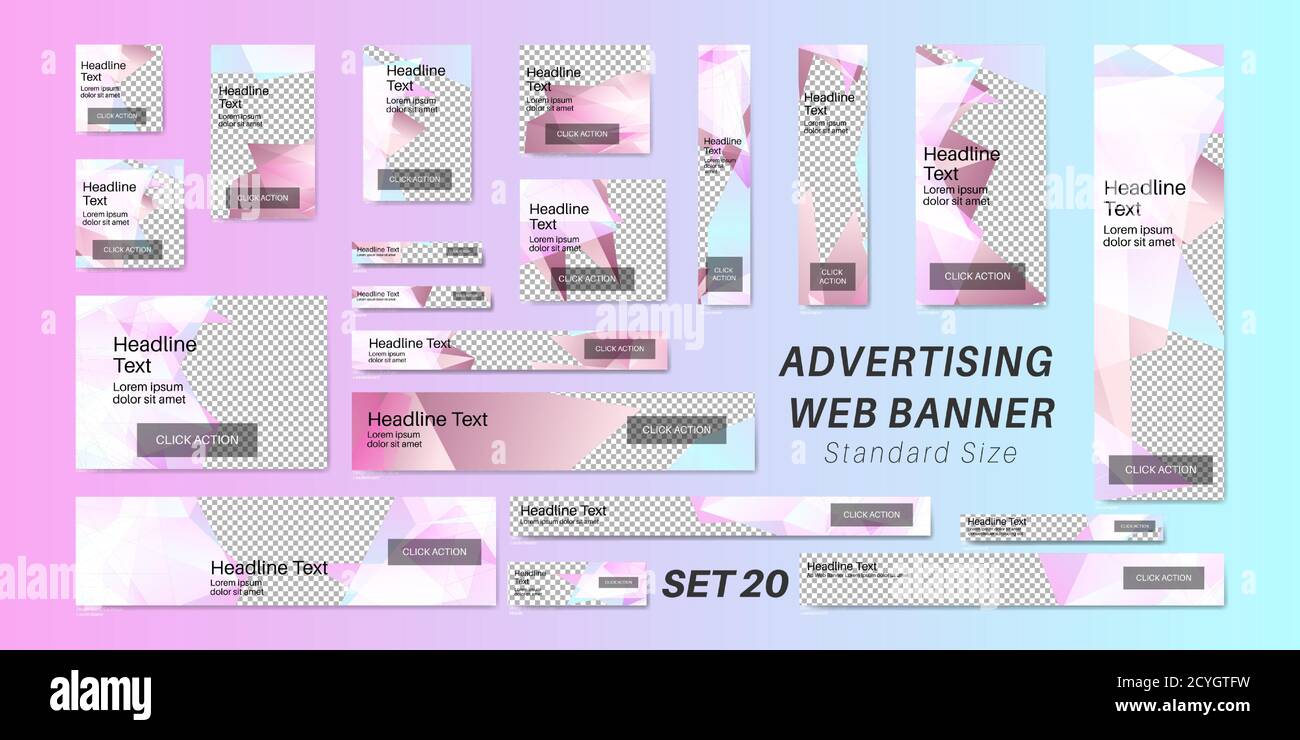 Vector set ad web banner with standard size. Geometric shape template design Stock Vector Image ...