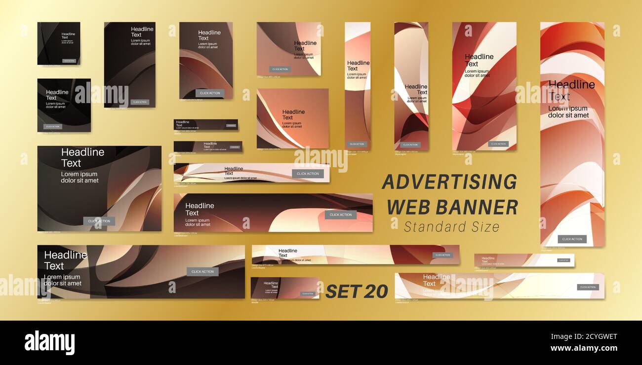 Vector set ad web banner with standard size. Geometric shape template design Stock Vector Image ...