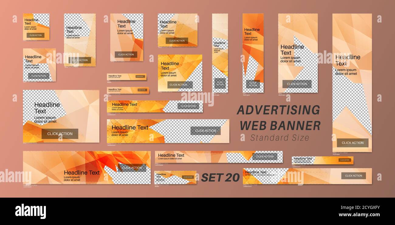 Vector set ad web banner with standard size. Geometric shape template ...