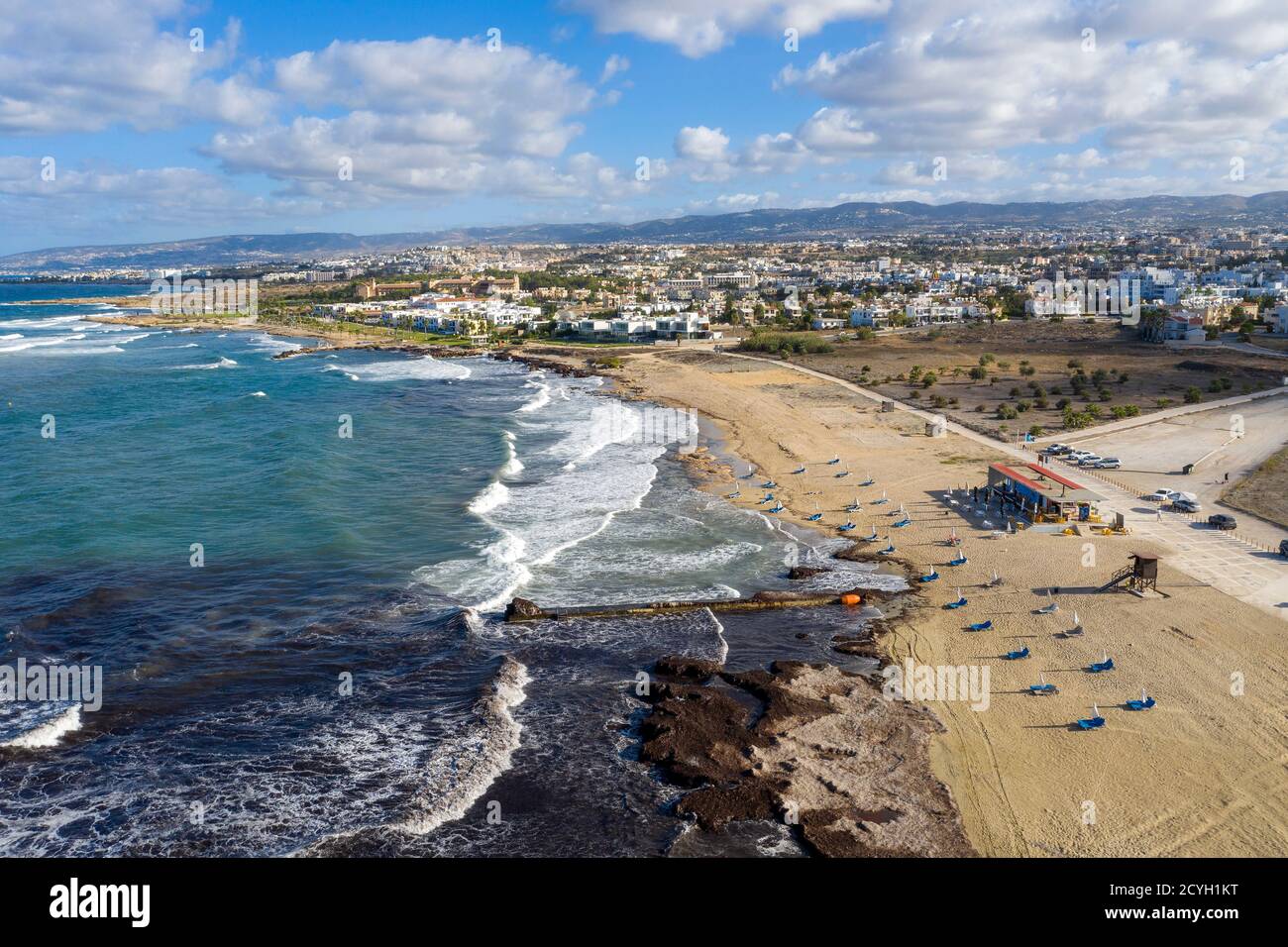 Aerial view of Paphos Municipal beach, Cyprus Stock Photo - Alamy