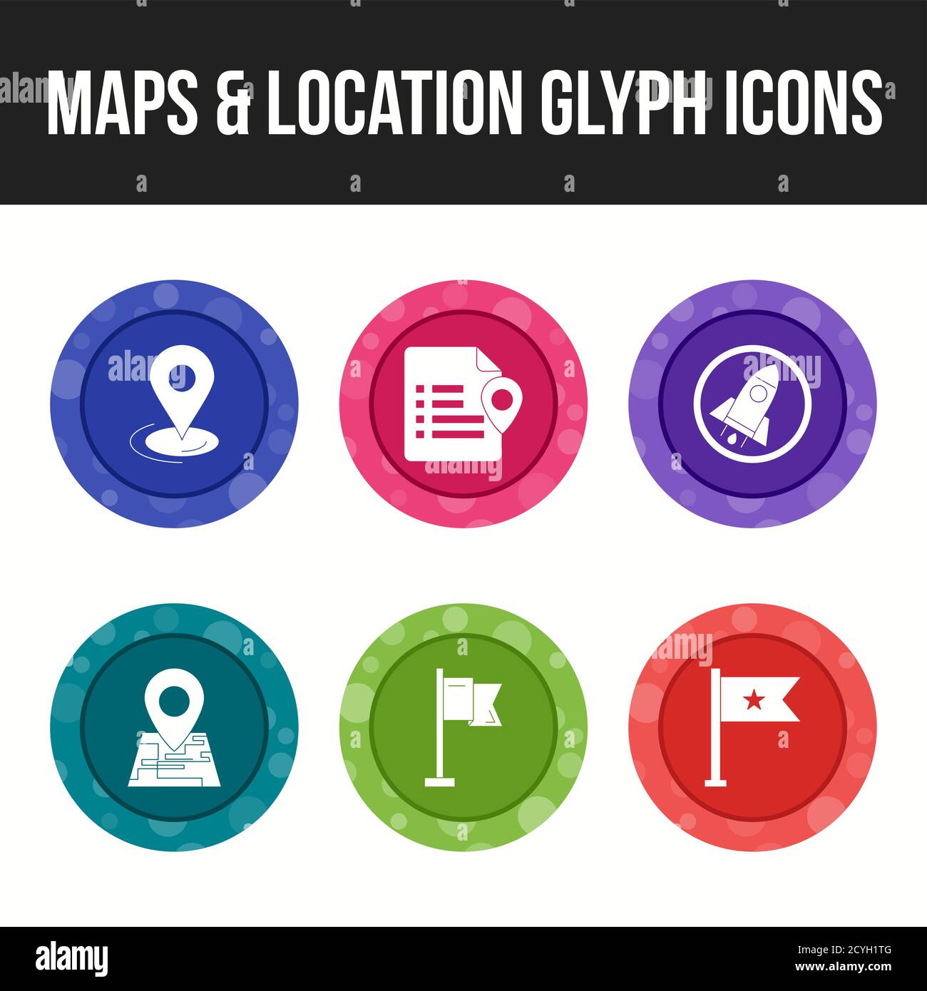 Unique icon set of maps & location glyph icons Stock Vector Image & Art ...