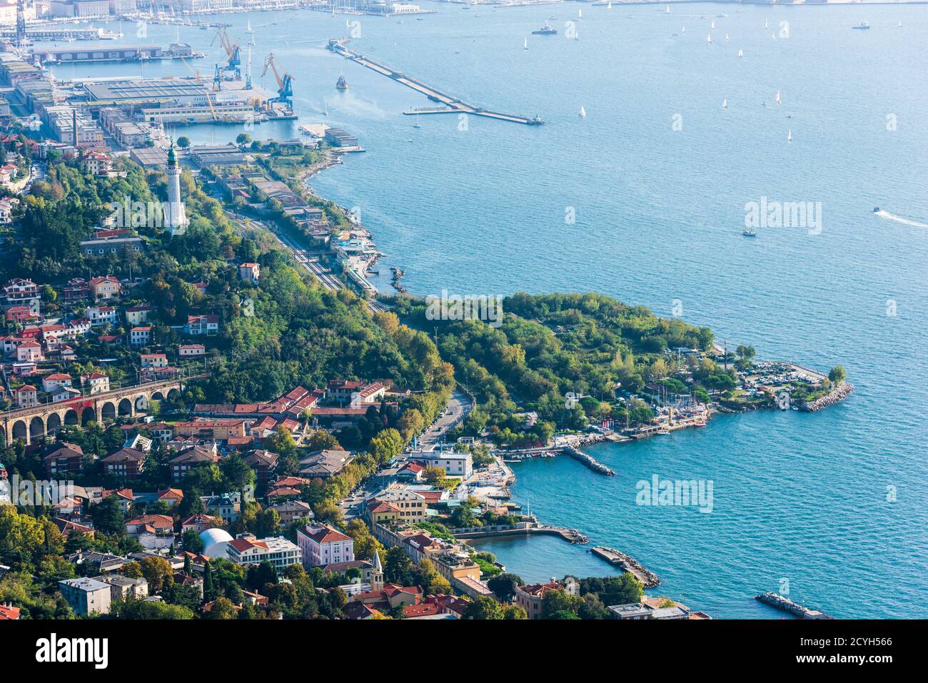 The Gulf of Trieste from above. Italy Stock Photo - Alamy