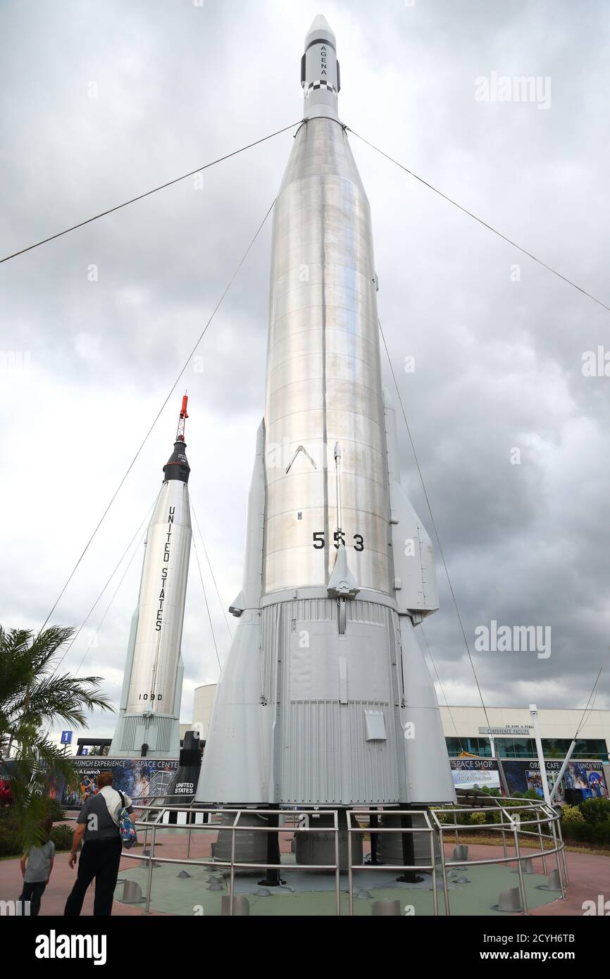 Rockets demonstrating NASA space technology over decades at the Kennedy ...