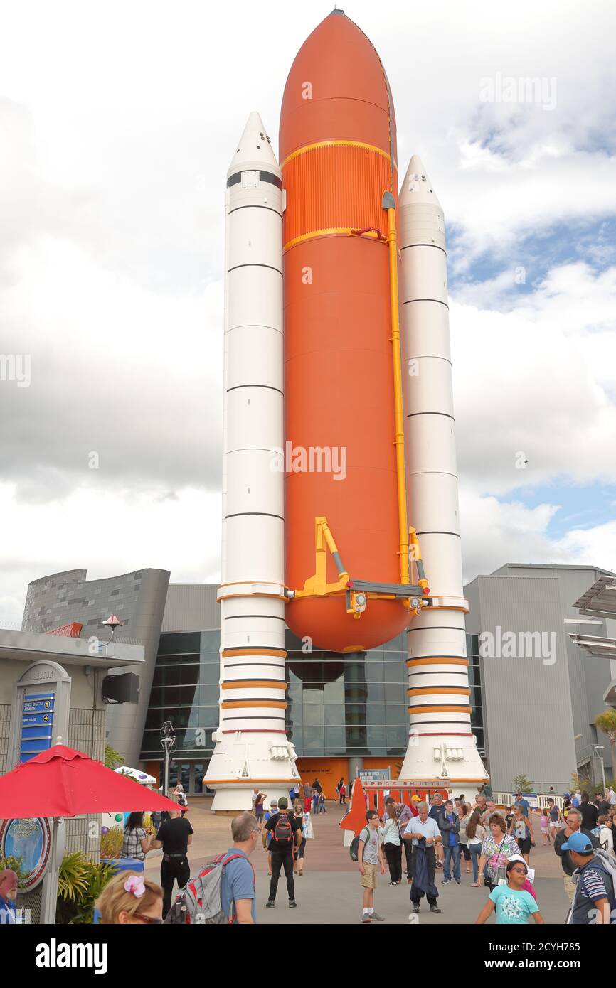 Space Shuttle booster rocket exhibited at the Kennedy Space Center ...