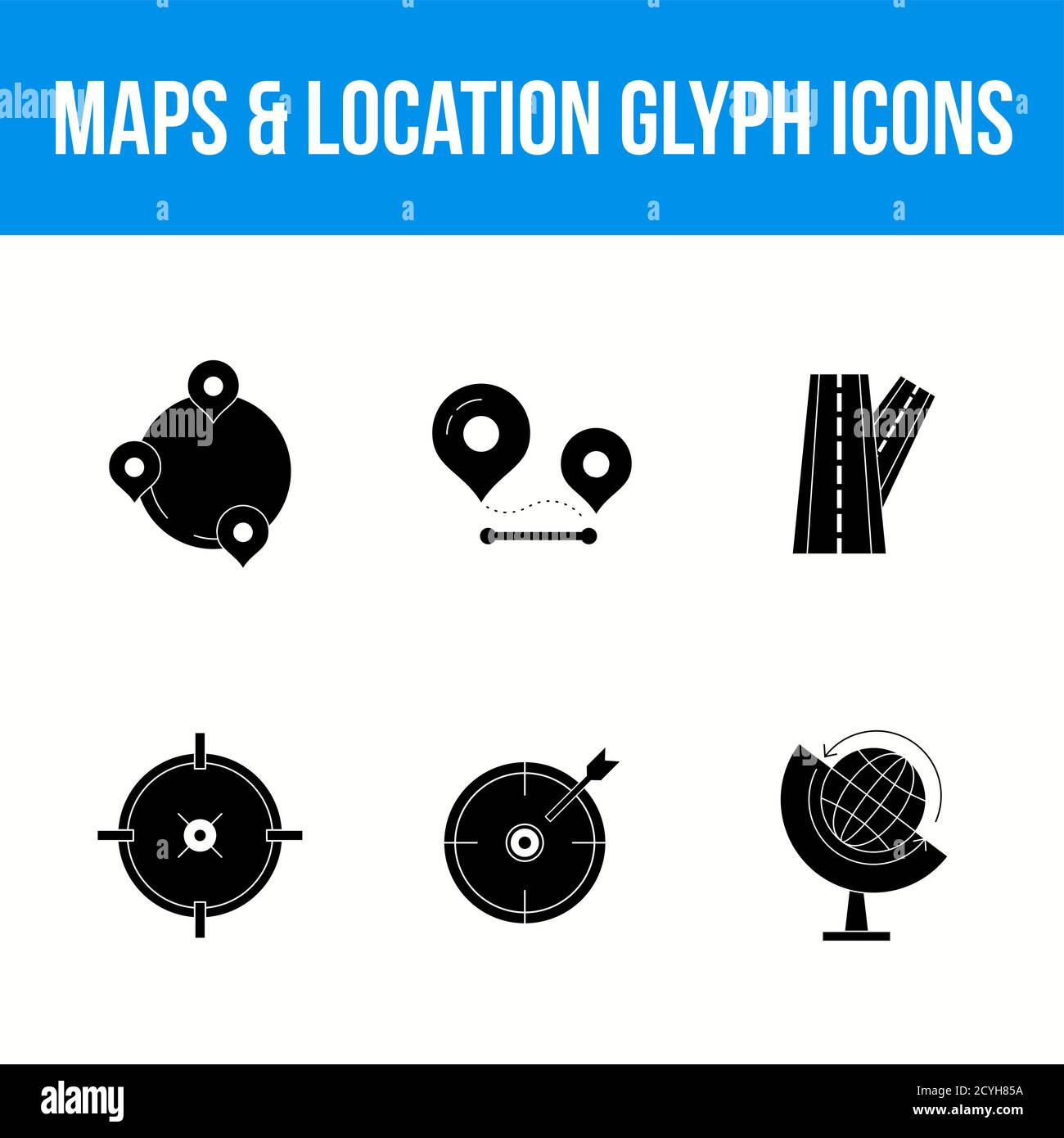Unique icon set of maps & location glyph icons Stock Vector Image & Art ...
