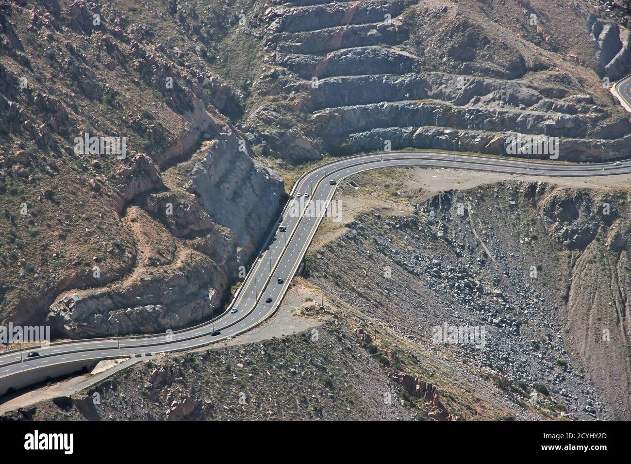 The road of Hejaz Mountains close Taif city in Makkah Province Saudi ...