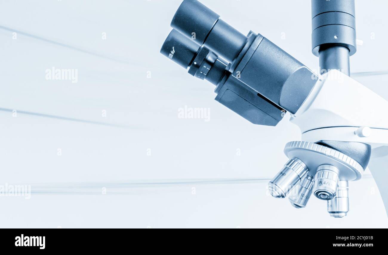 laboratory, microscope for chemistry biology test samples, examining ...