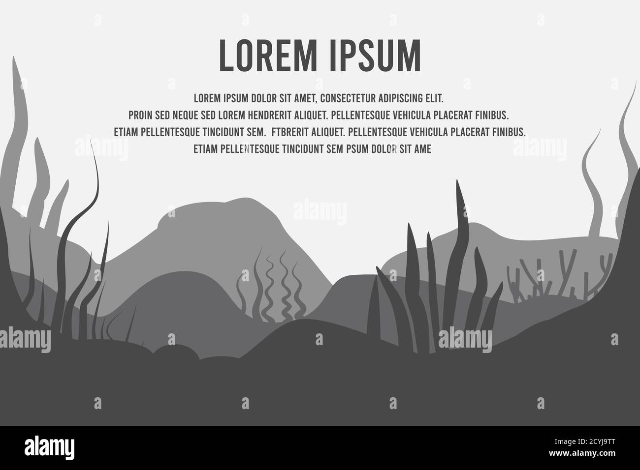 Seabed in abstract style on background. Sea landscape. Flat cartoon ...