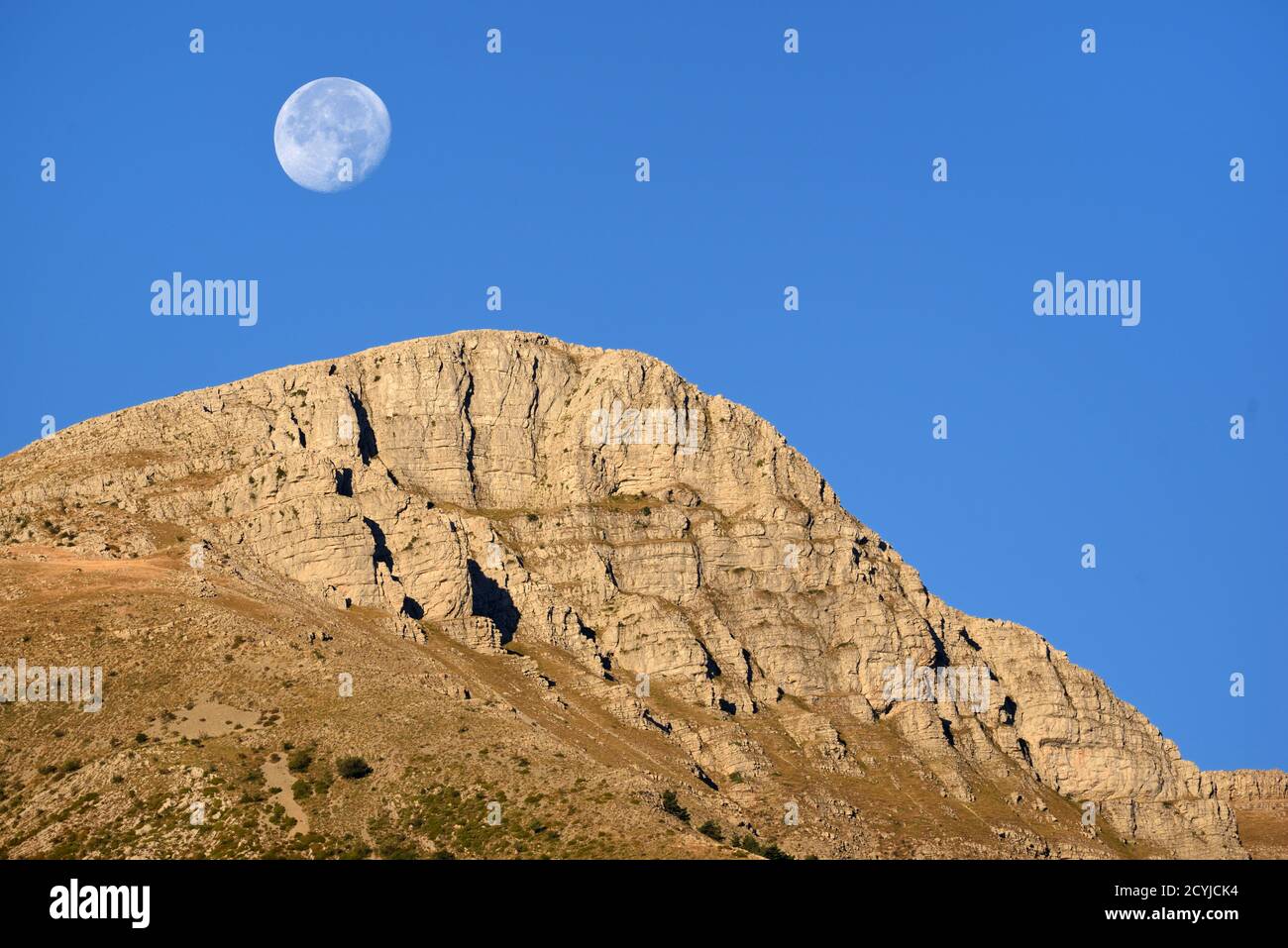 Moon Setting & Sunrise on Peak or Summit of Mourre de Chanier Mountain ...