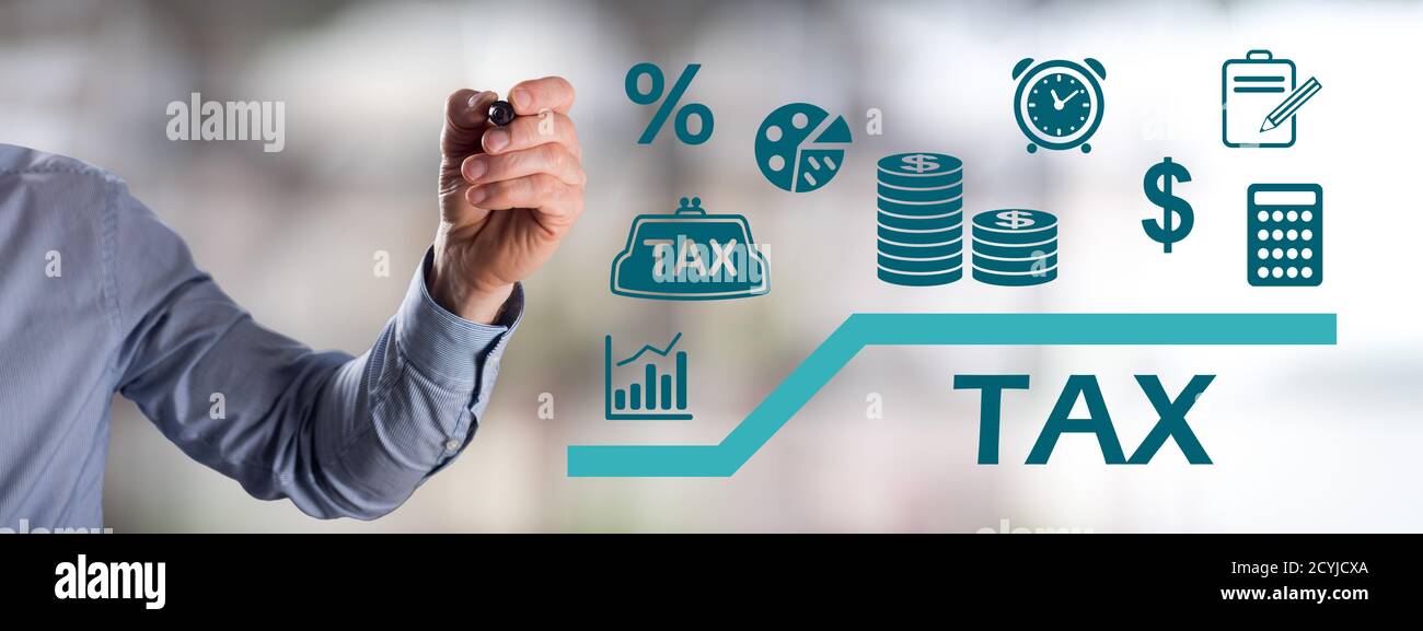Man drawing a tax concept Stock Photo - Alamy