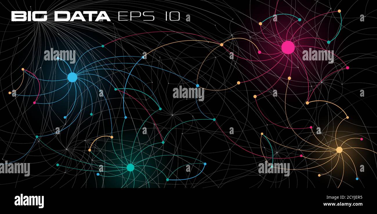 Big Data Visualization Deep Learning Algorithms Colorful Arc Lines And Dots With Connections
