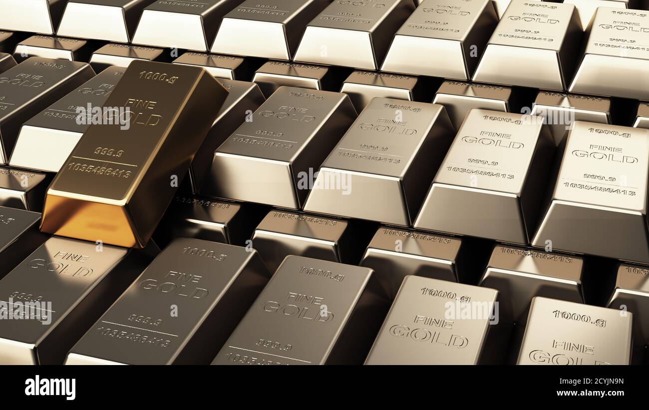 background of gold bars close up high quality 3d render image Stock ...