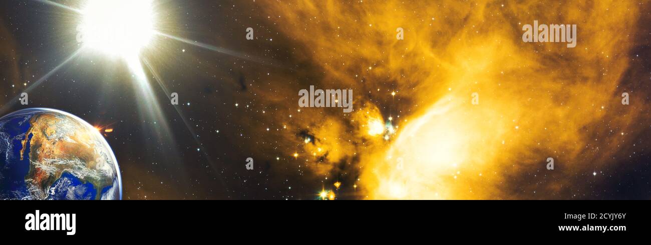 Planet Earth seen from space, planets, stars and galaxies in outer ...