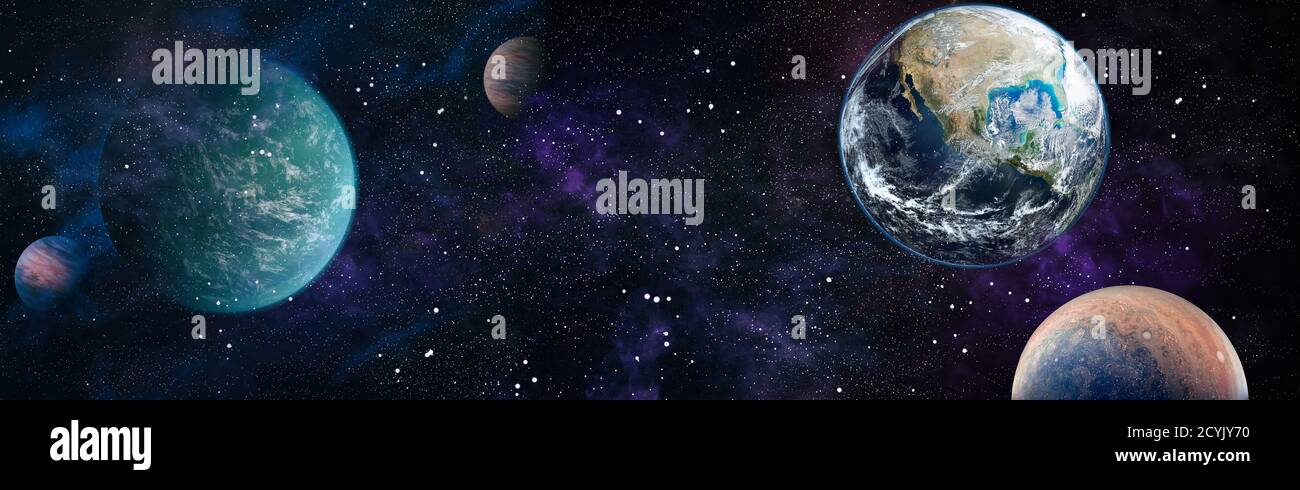 Planet Earth seen from space, planets, stars and galaxies in outer ...