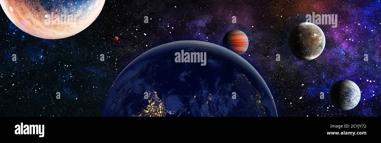 Planet Earth seen from space, planets, stars and galaxies in outer ...