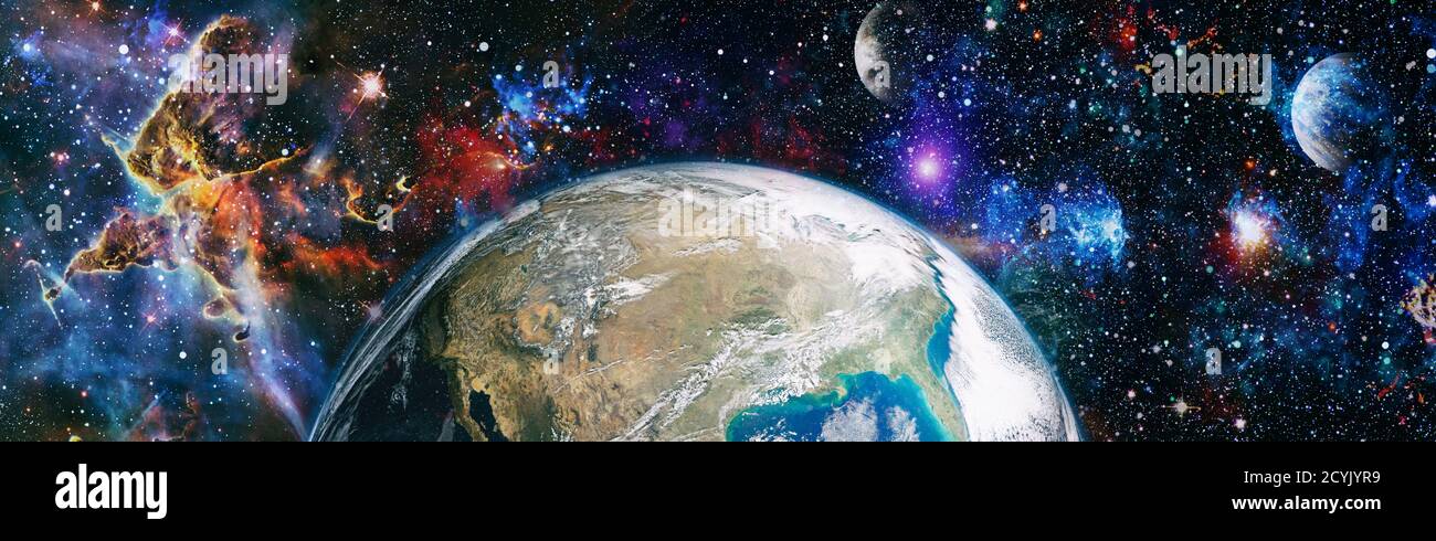 Planet Earth seen from space, planets, stars and galaxies in outer ...