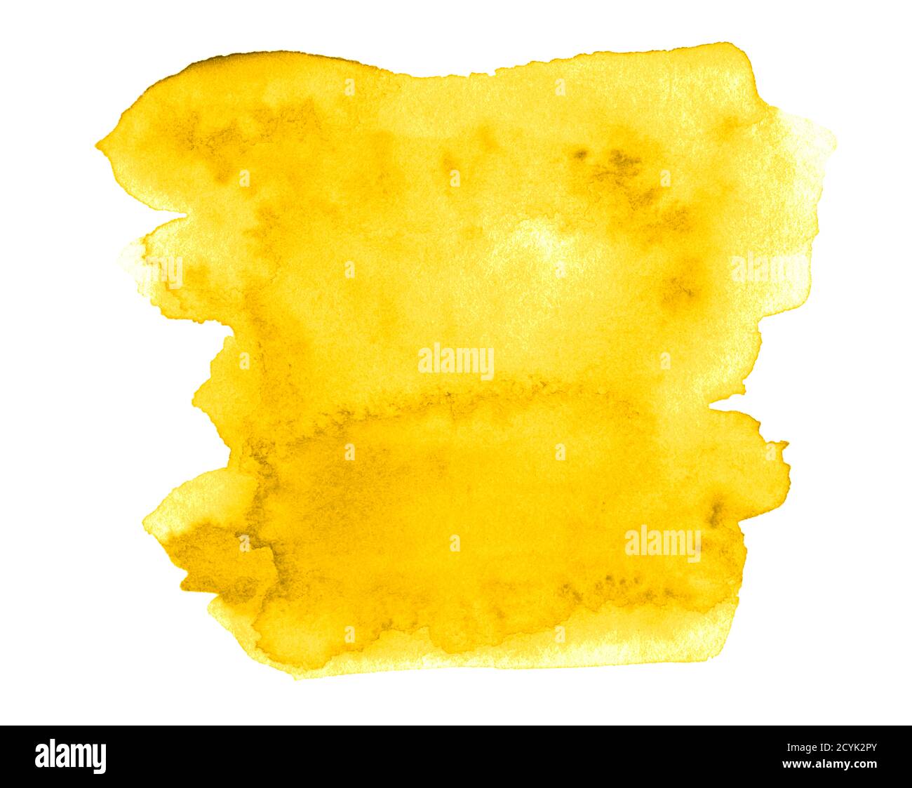 Bright yellow watercolor stains. Painted with a brush by hand Stock ...