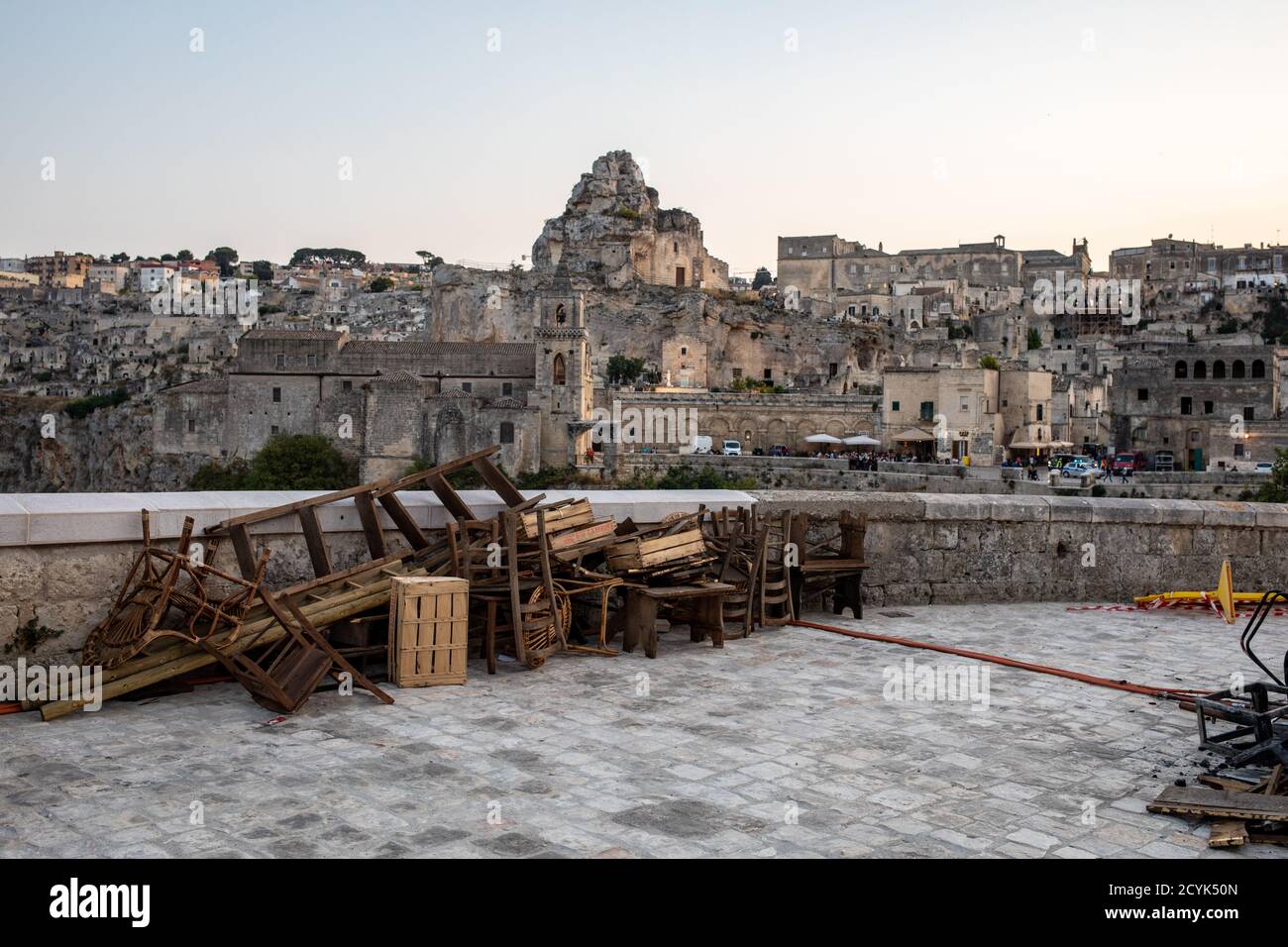 Matera, Italy - September 17, 2019: Bond 25, Scenography elements used ...