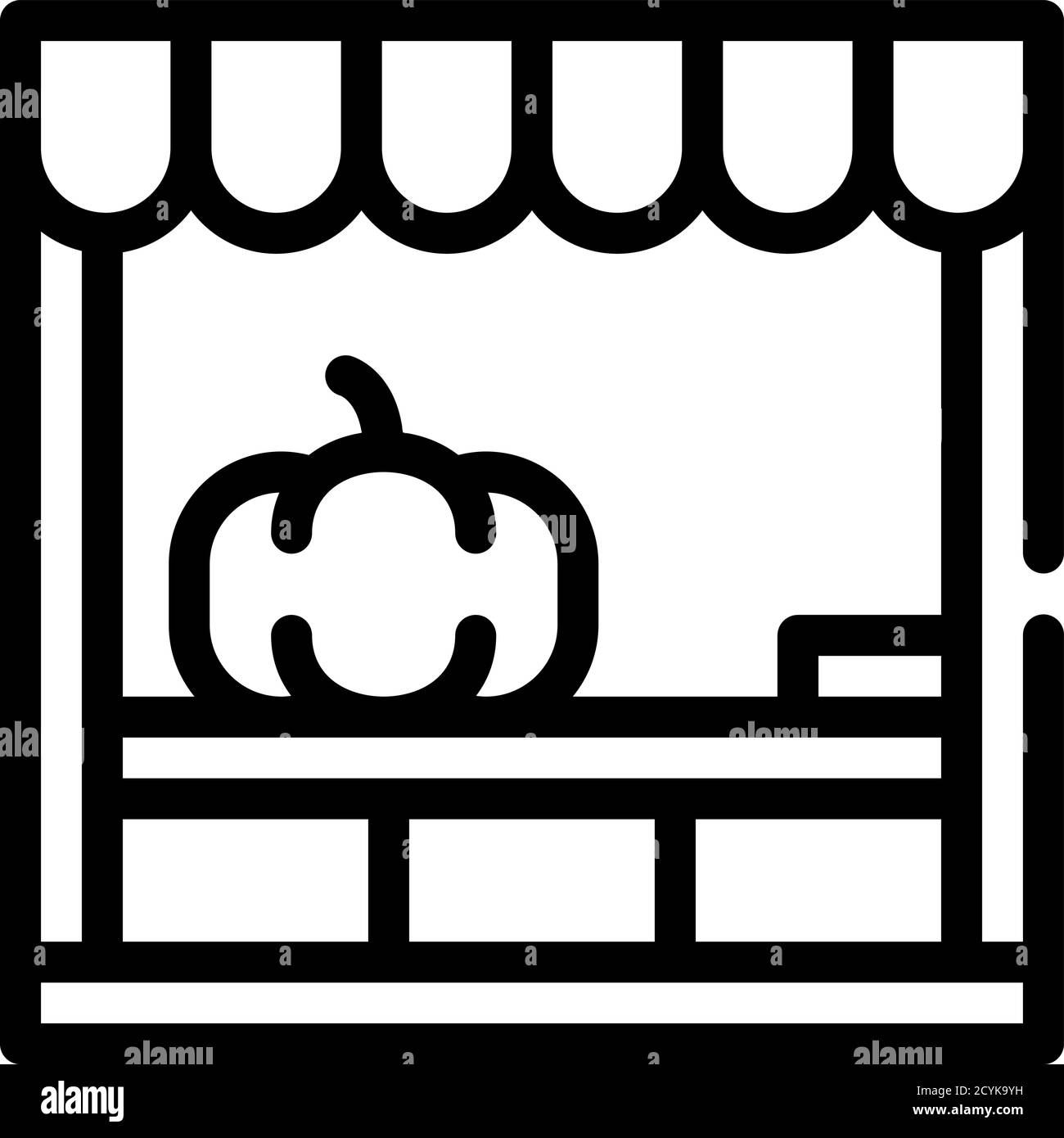 sale stand with pumpkin line icon vector illustration Stock Vector ...