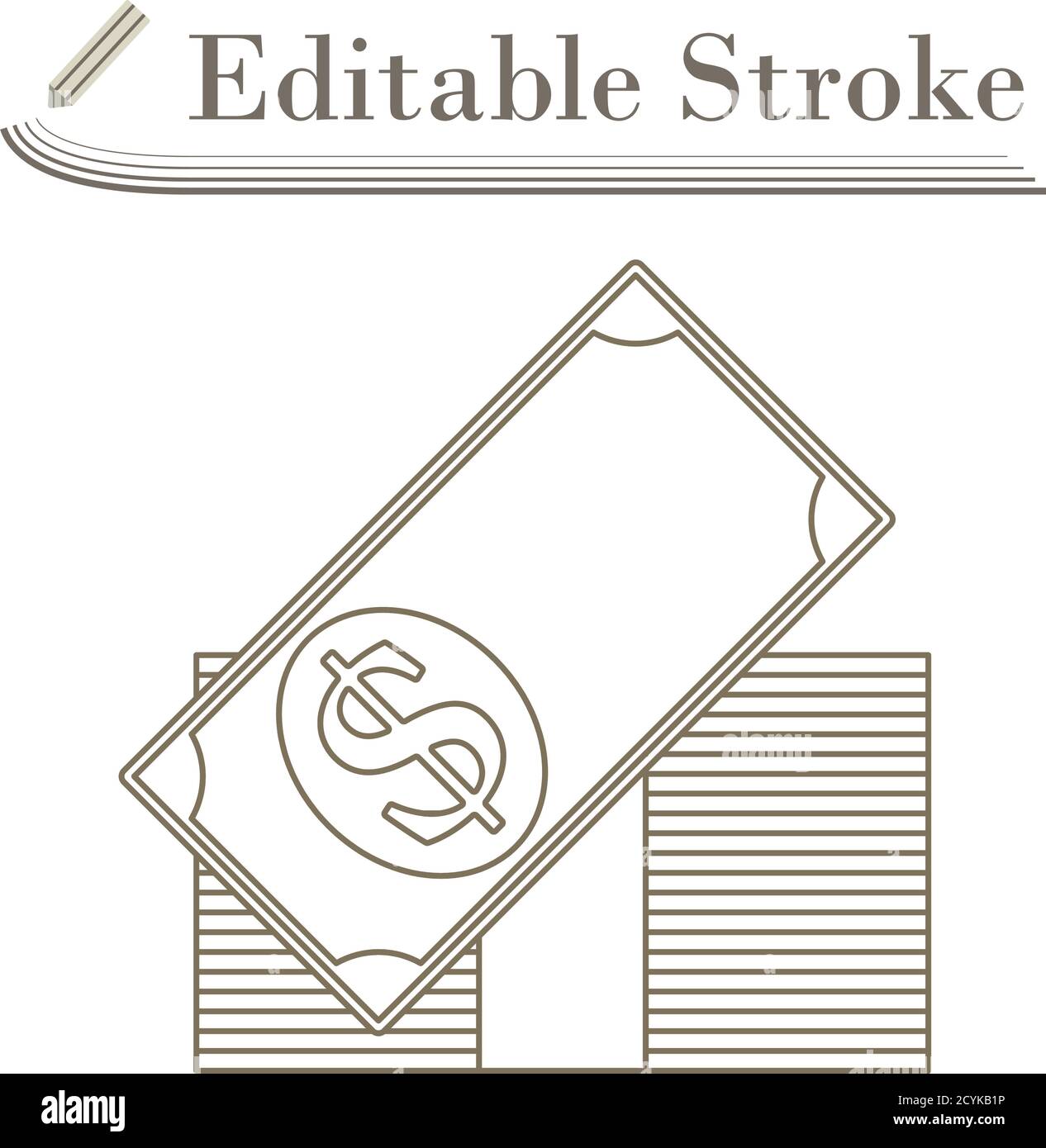 Stack Of Banknotes Icon. Editable Stroke Simple Design. Vector ...