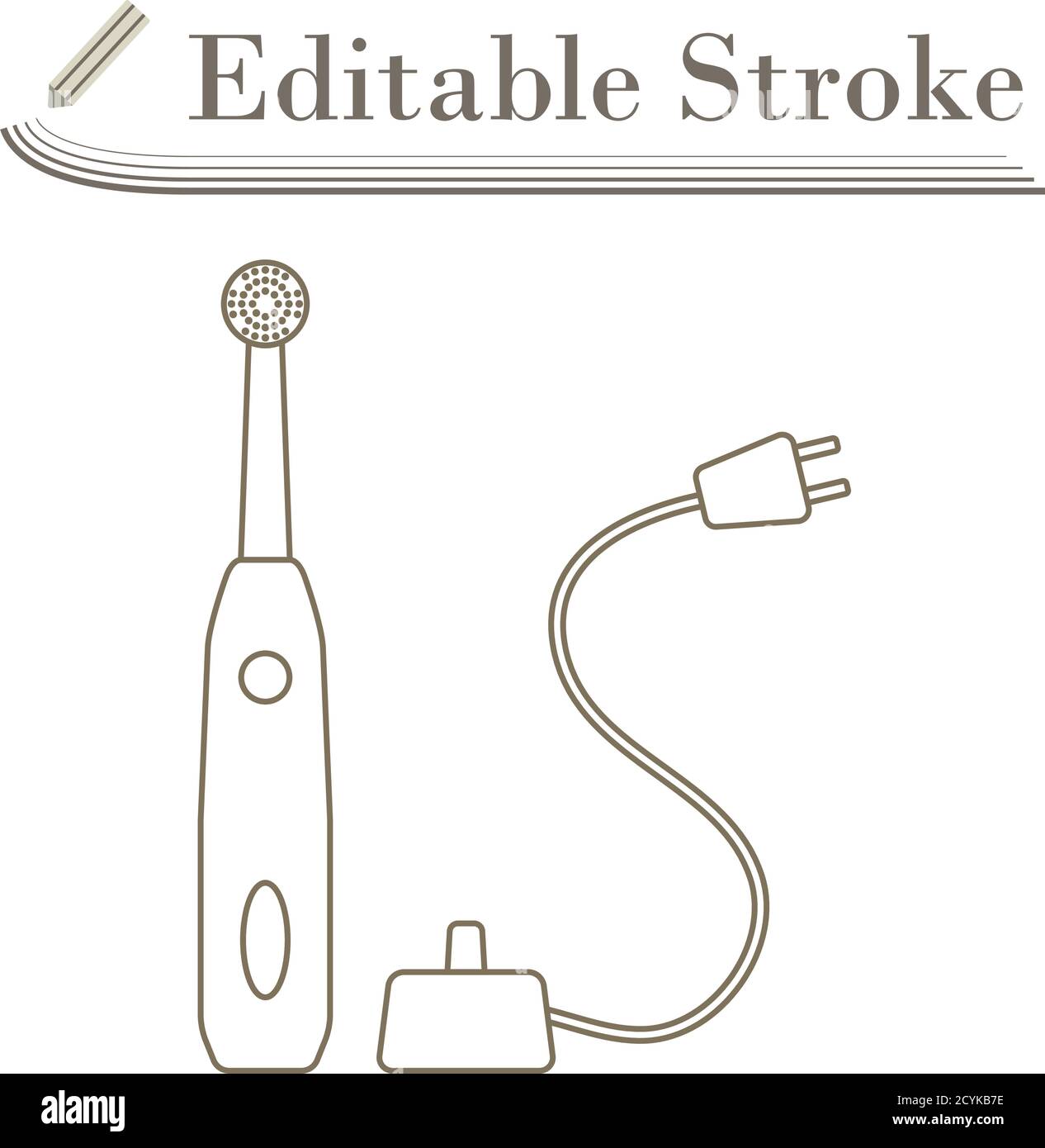 Electric Toothbrush Icon. Editable Stroke Simple Design. Vector ...
