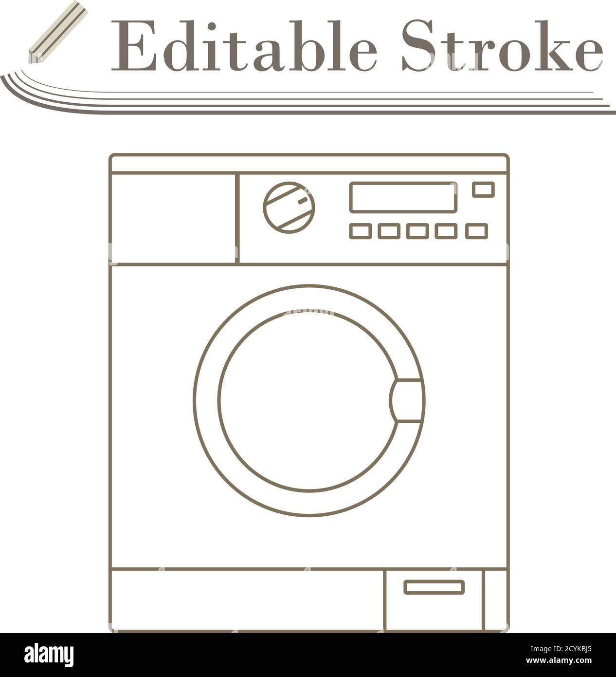 Washing Machine Icon. Editable Stroke Simple Design. Vector ...