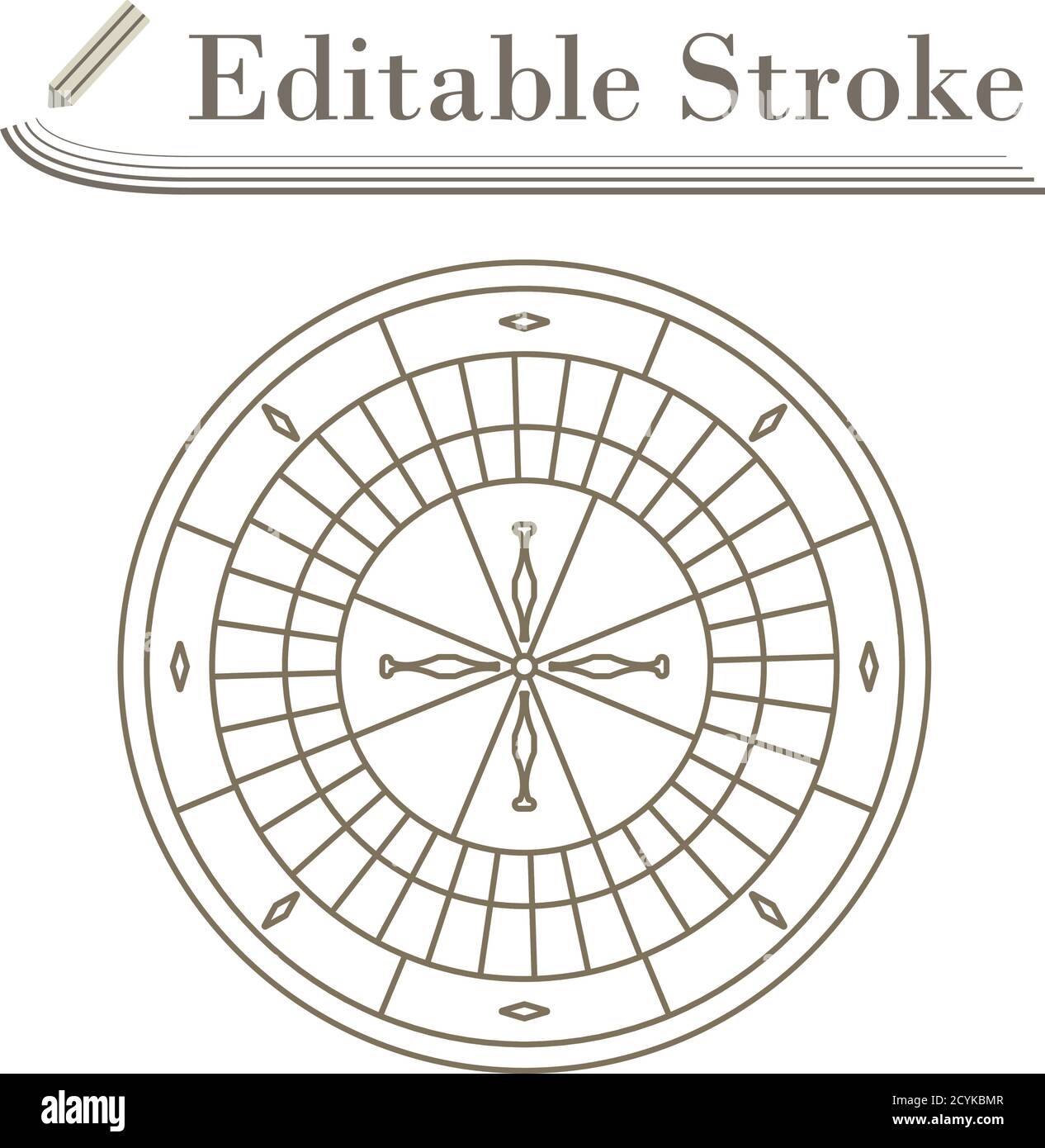Roulette Wheel Icon. Editable Stroke Simple Design. Vector Illustration ...