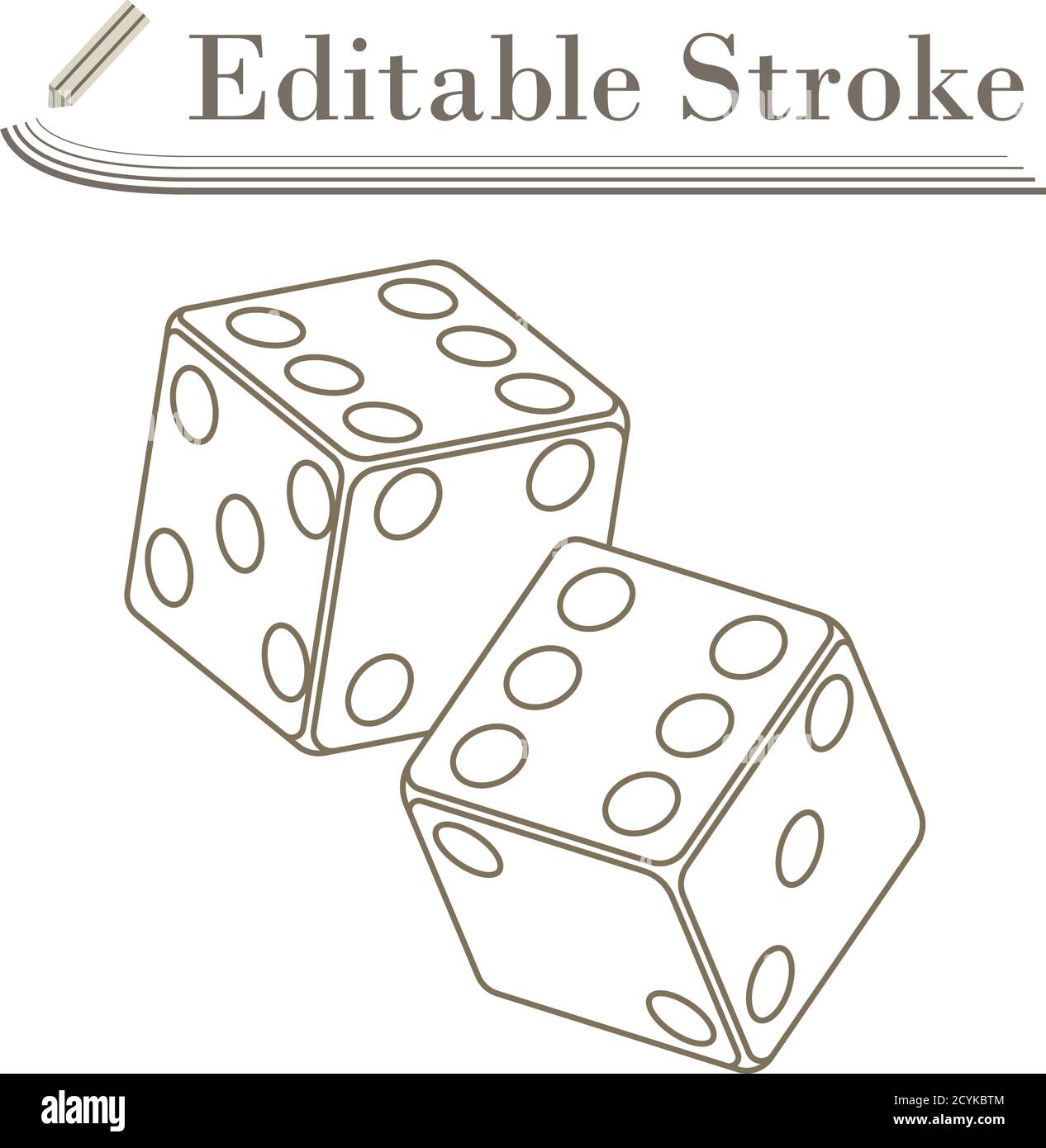 Craps Dice Icon. Editable Stroke Simple Design. Vector Illustration ...