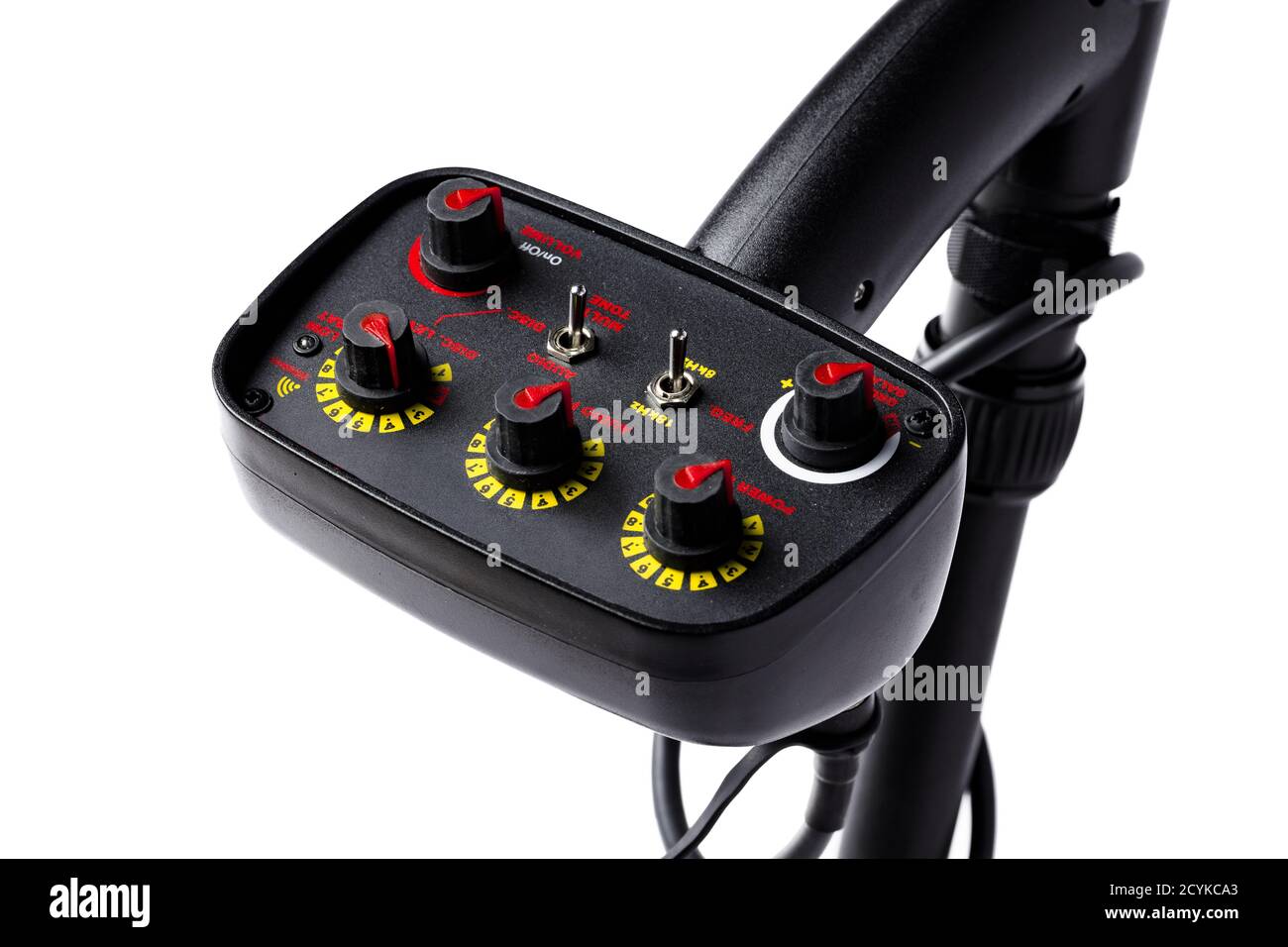 Metal detector parts isolated on white background Stock Photo - Alamy