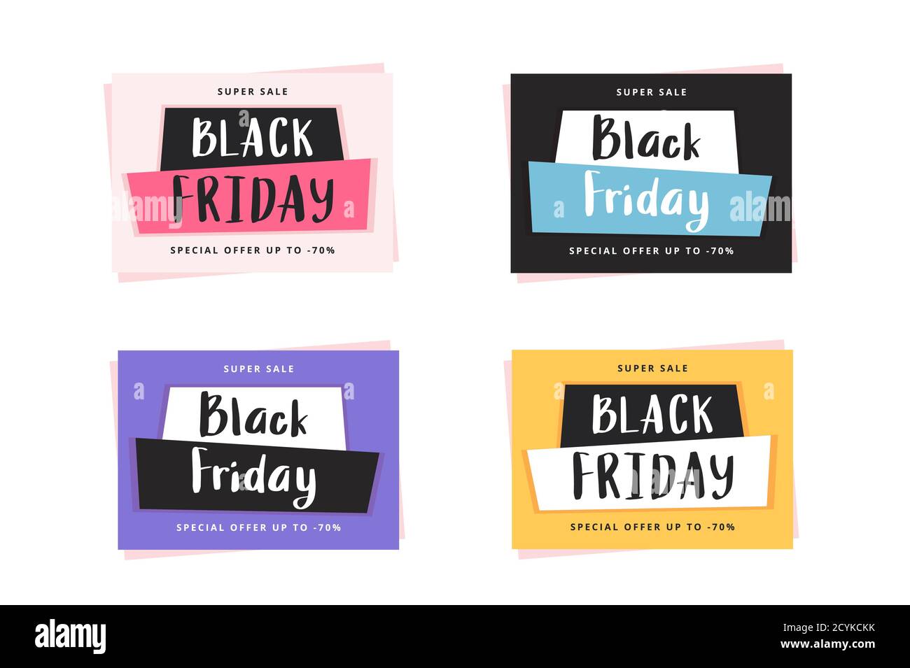 Black friday banner template set, vector illustration Stock Vector ...
